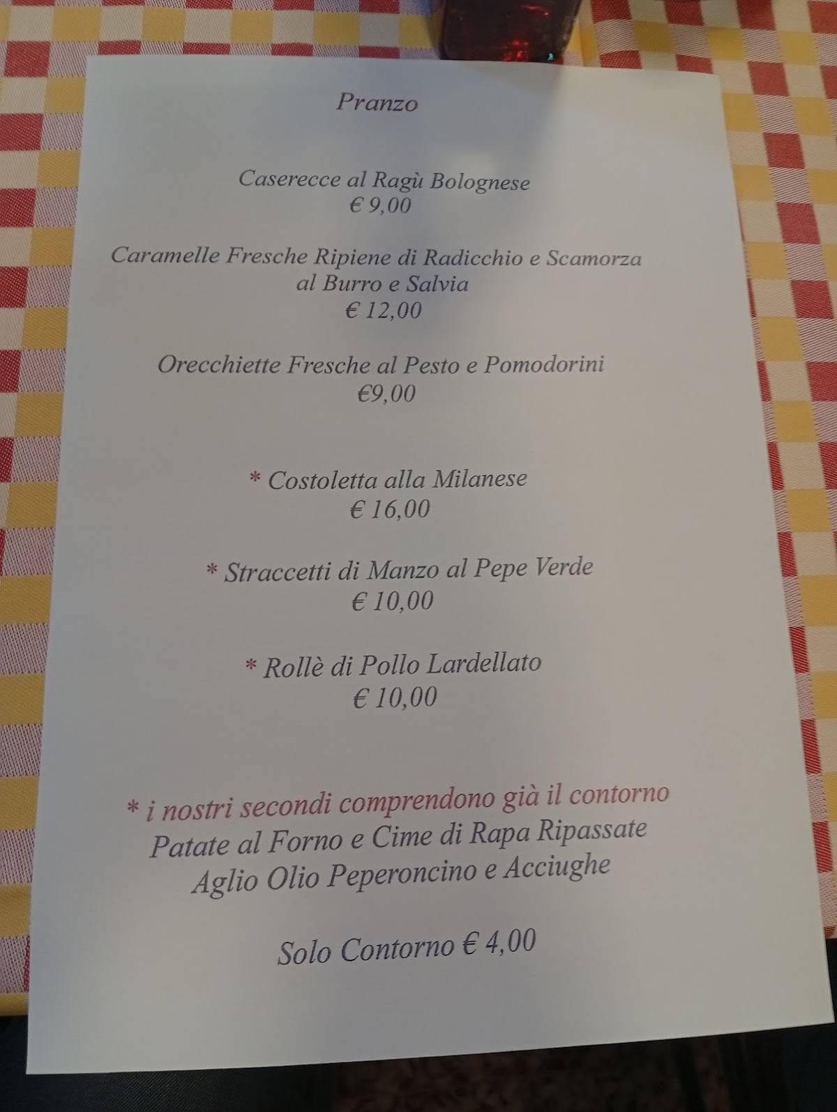 Menu da Circolo Combattenti e Reduci pub & bar, Milano