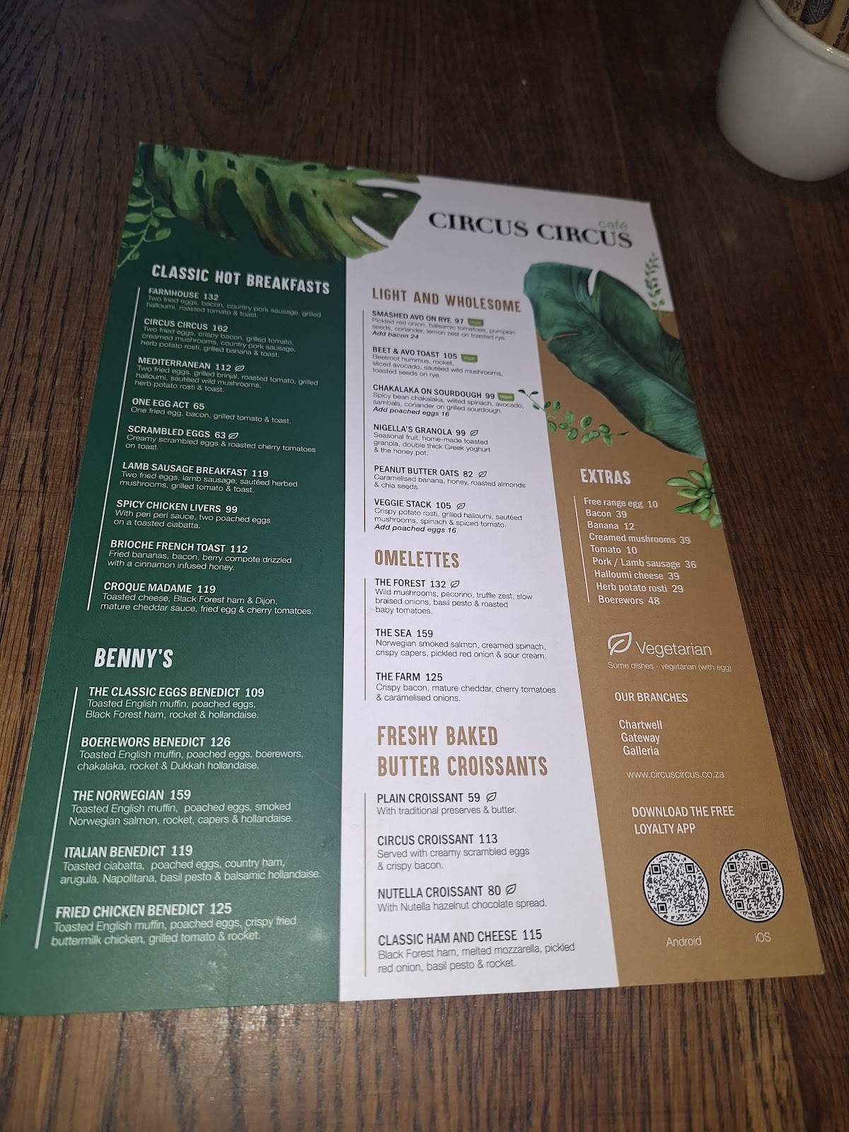 Menu at Circus Circus Chartwell Drive restaurant, Durban, Shop 15