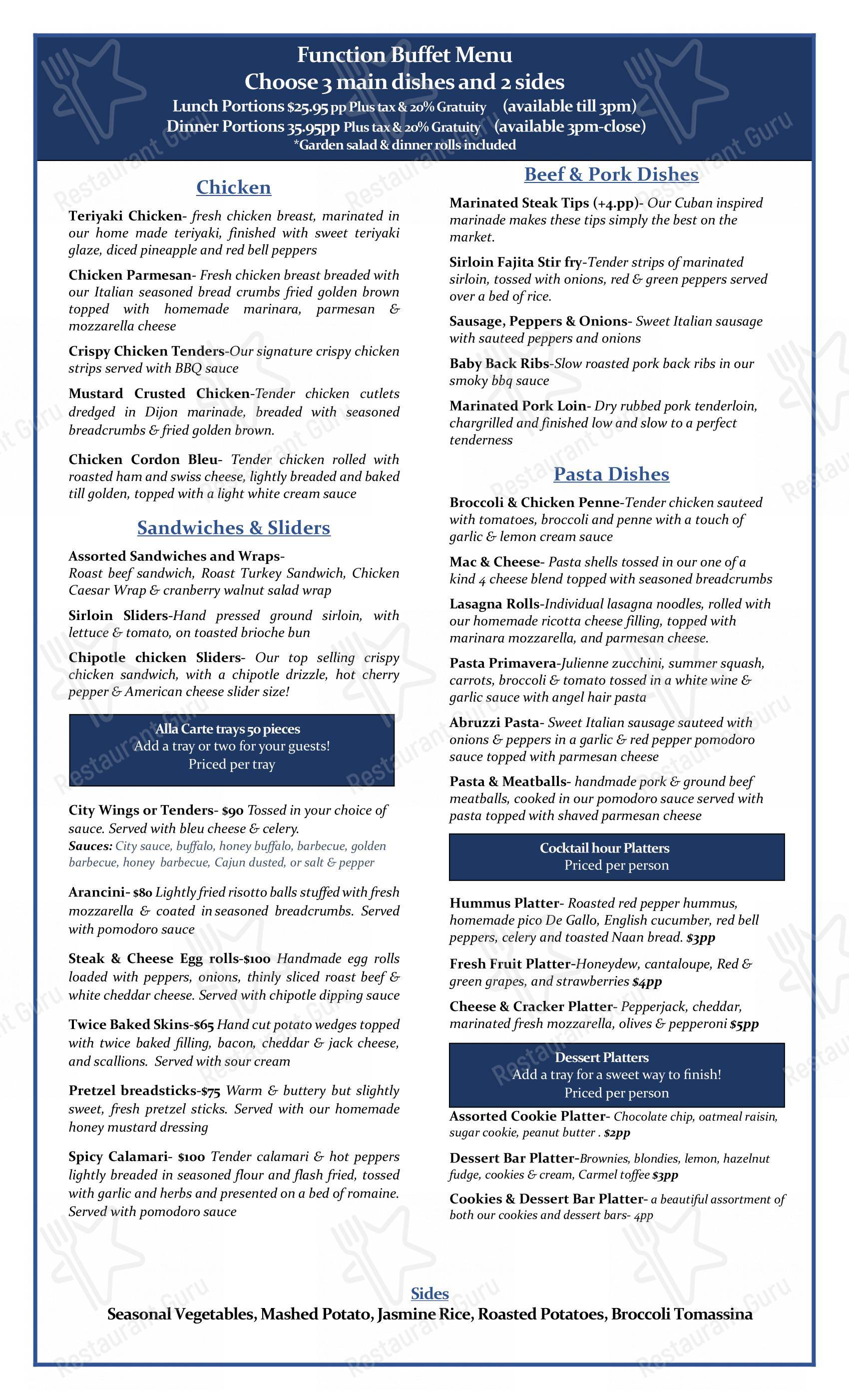 Menu at City Streets Restaurant, Waltham, 411 Waverley Oaks Rd