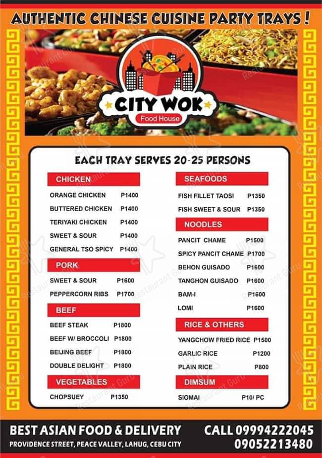 Menu at City Wok Food House restaurant, Cebu City