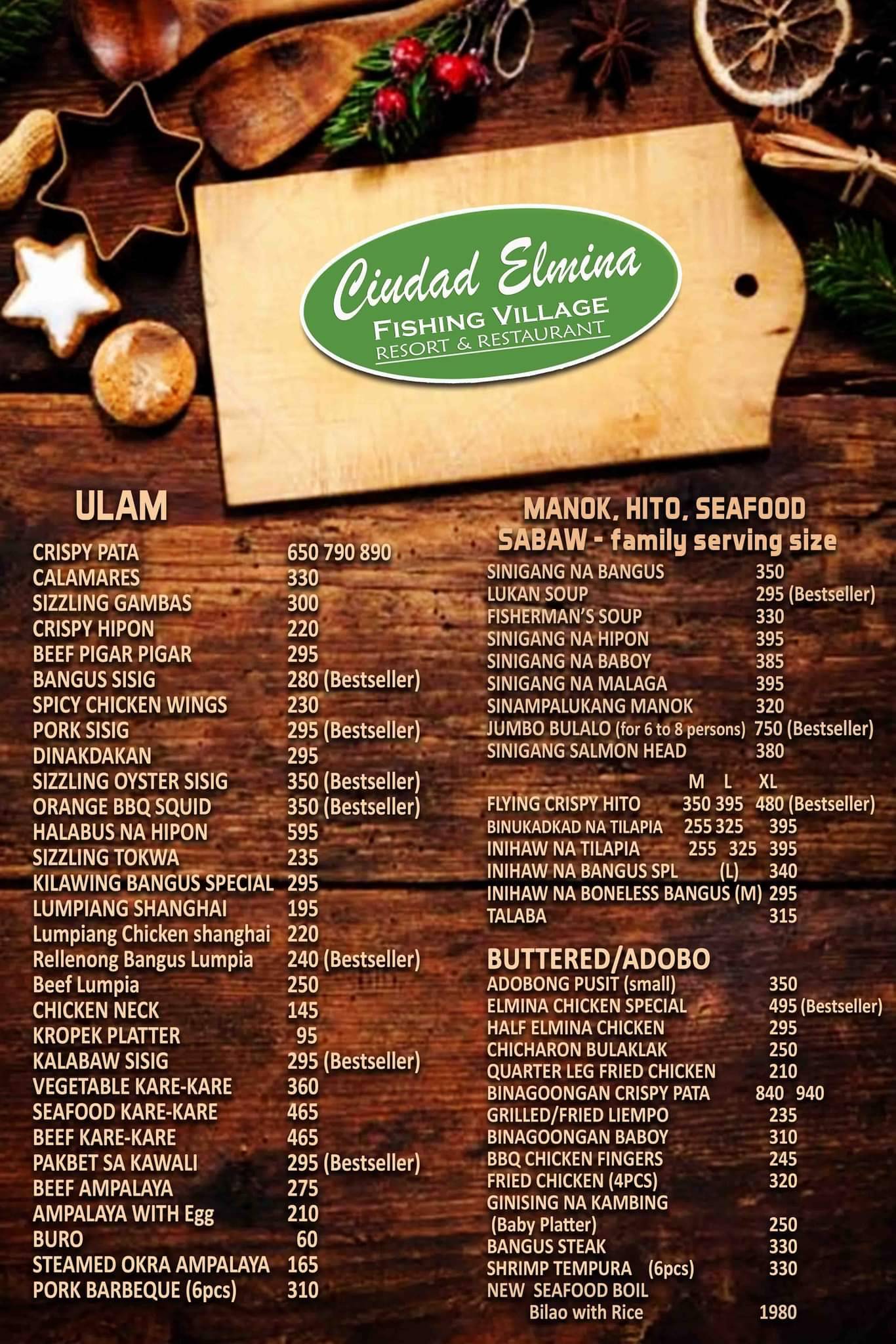 Menu at Ciudad Elmina Restaurant, Dagupan