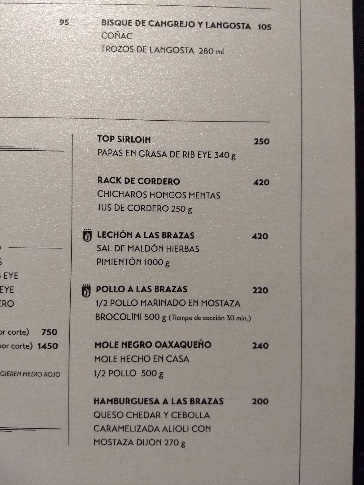 Menu at ARDEO restaurant, Ciudad Juarez
