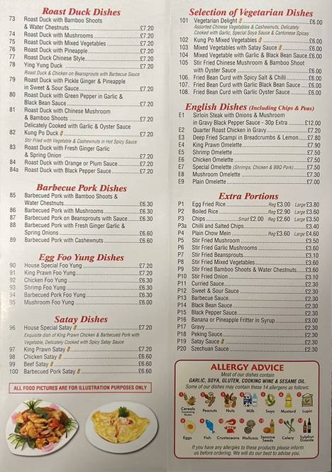 Menu at Classic Canton fast food, Leicester
