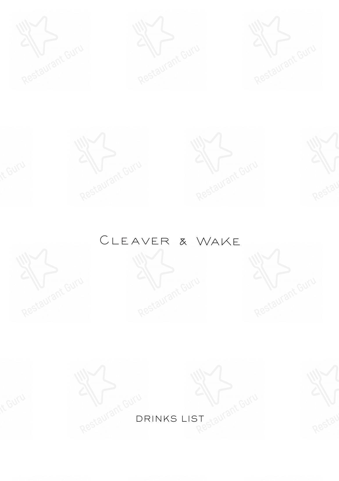 Menu at Cleaver & Wake restaurant, Nottingham