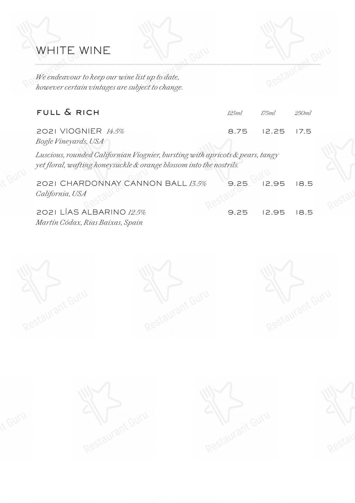Menu at Cleaver & Wake restaurant, Nottingham