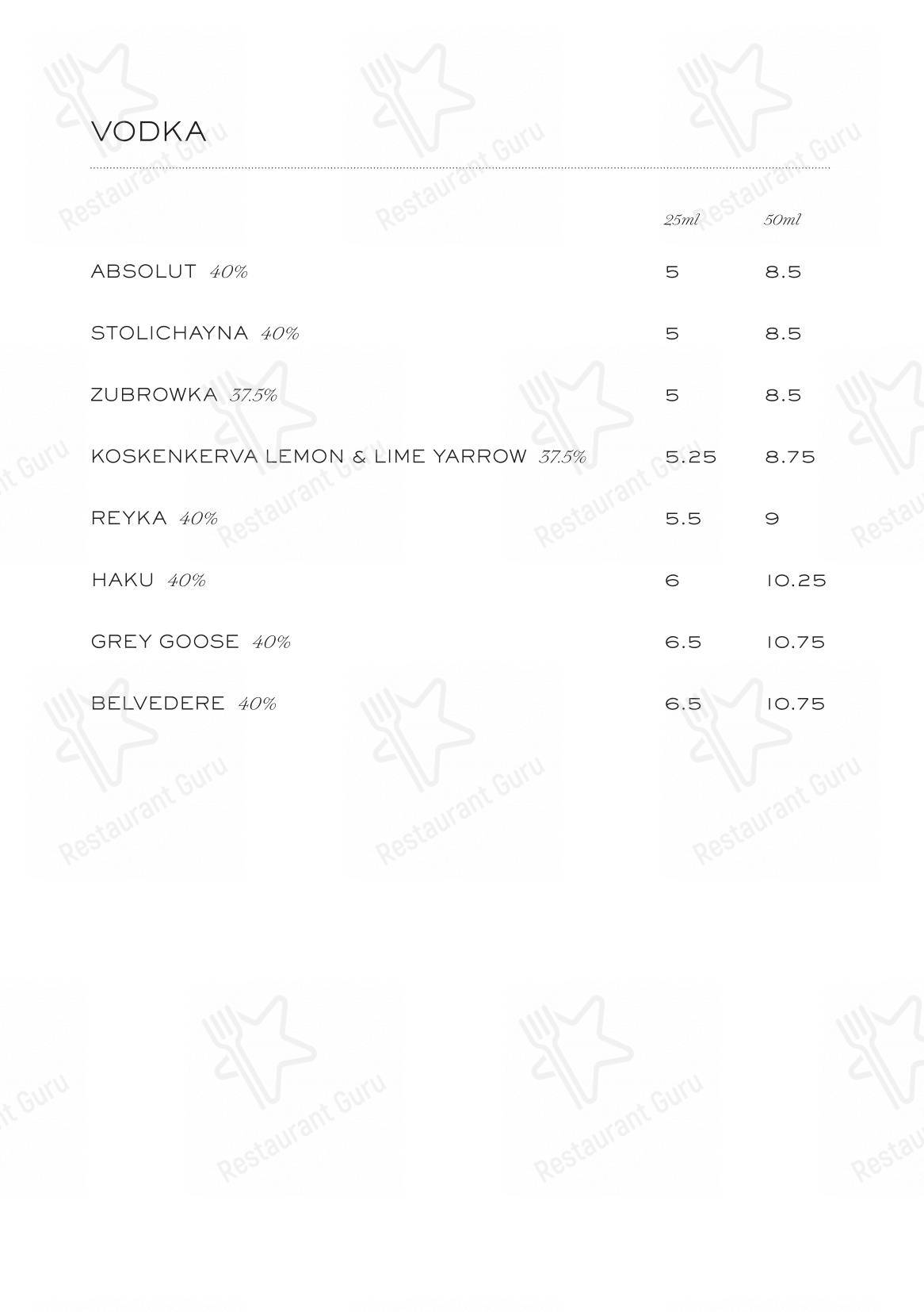 Menu at Cleaver & Wake restaurant, Nottingham