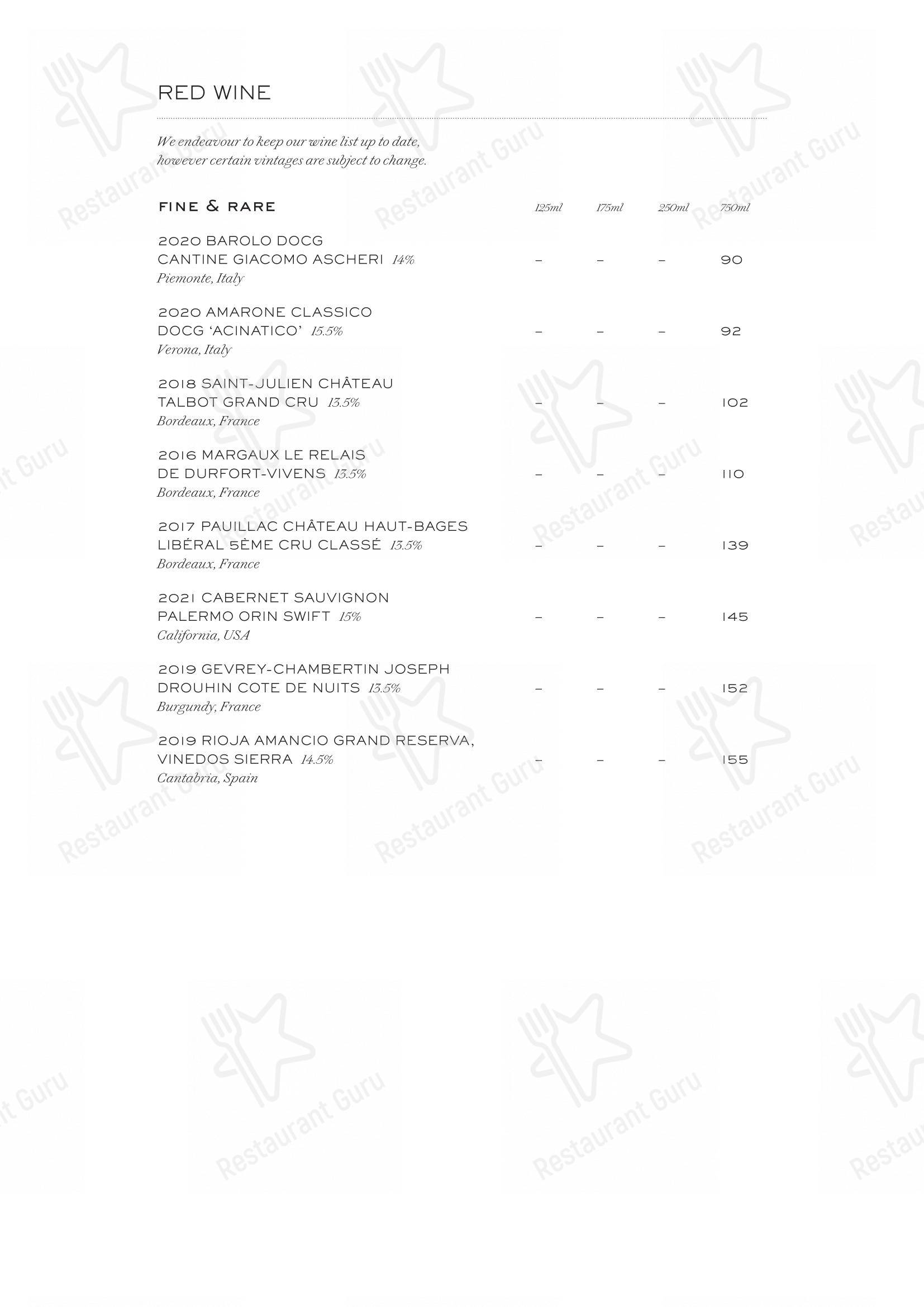 Menu at Cleaver & Wake restaurant, Nottingham