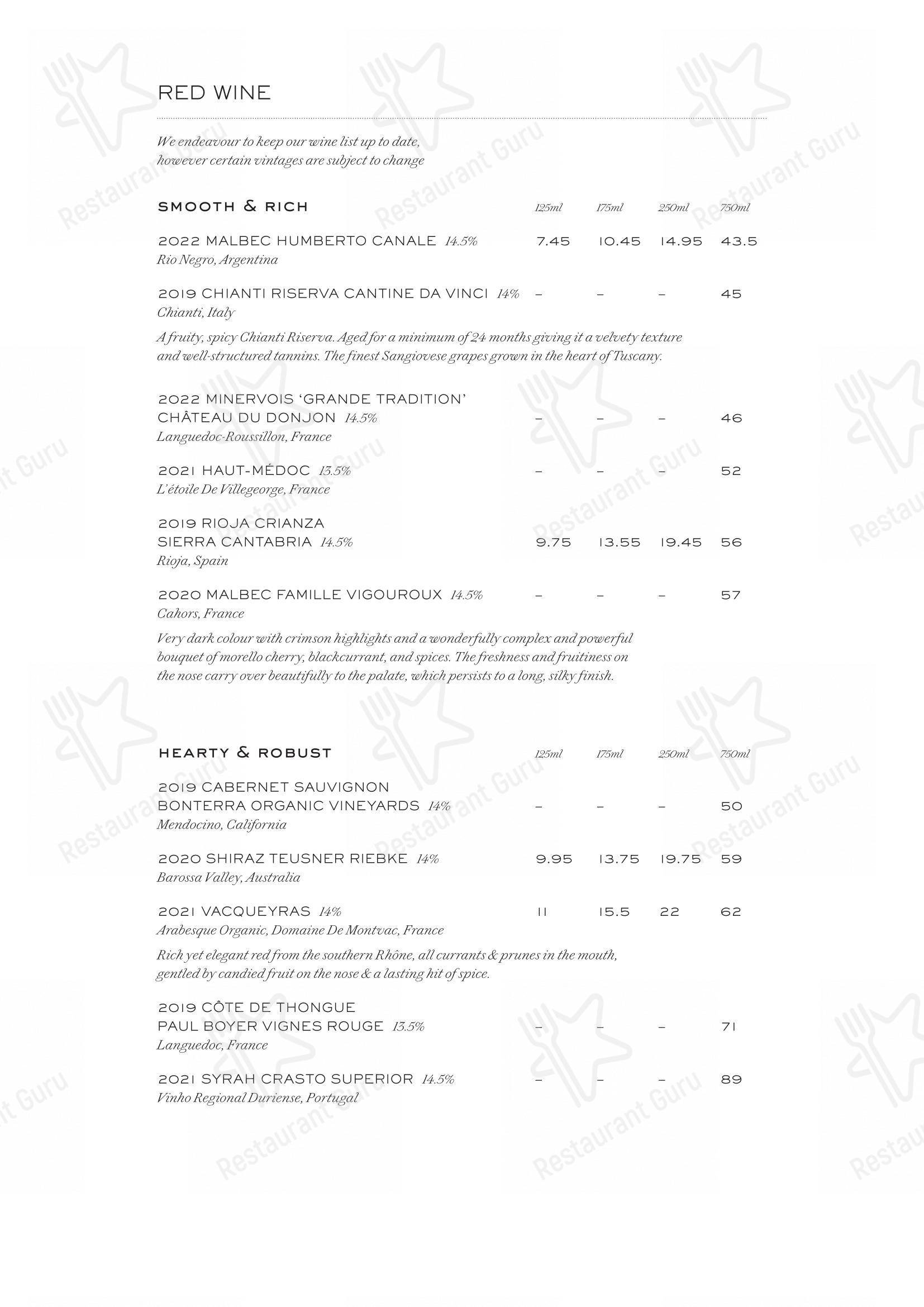 Menu at Cleaver & Wake restaurant, Nottingham