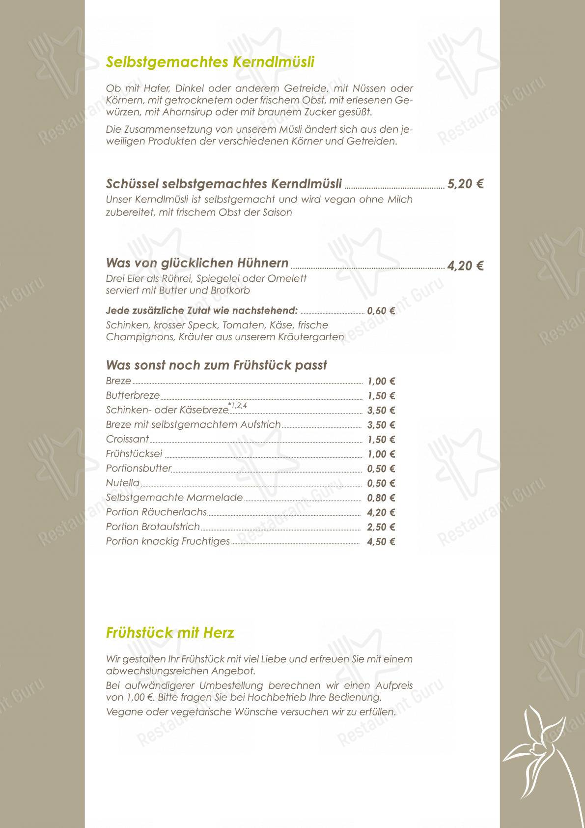 Speisekarte von Cafe Restaurant Clematis, Aindling