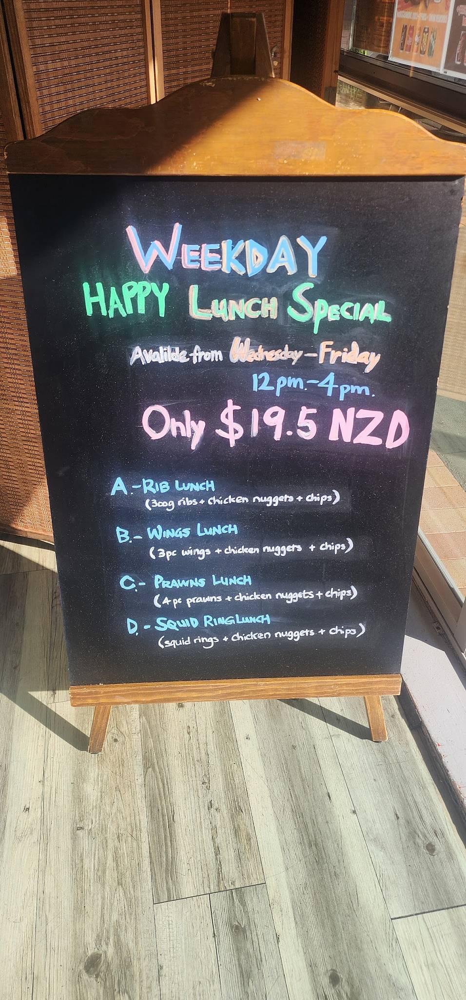 Menu at Cliff Grill restaurant, Auckland