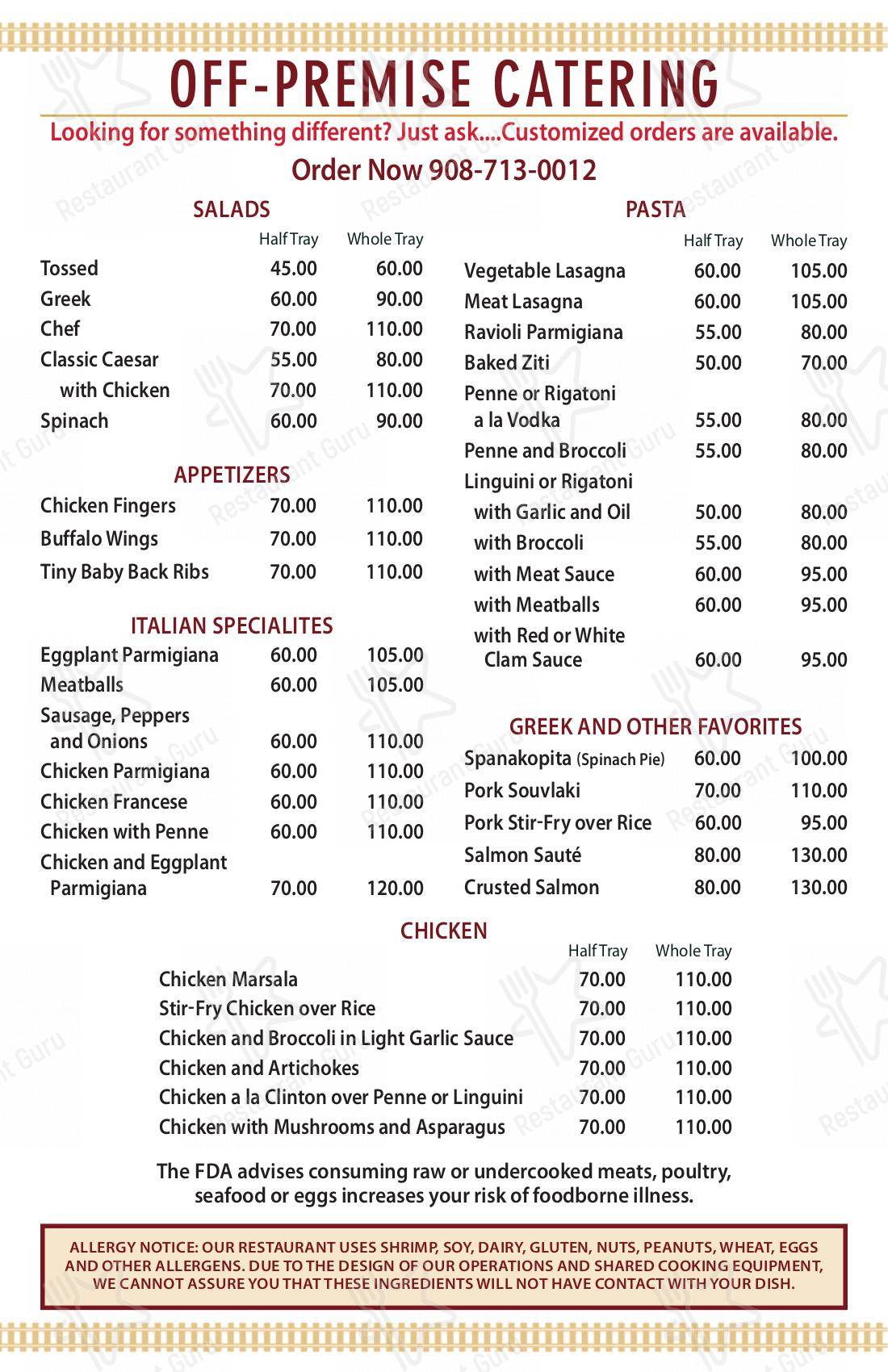 Menu at Clinton Station Diner restaurant, Clinton