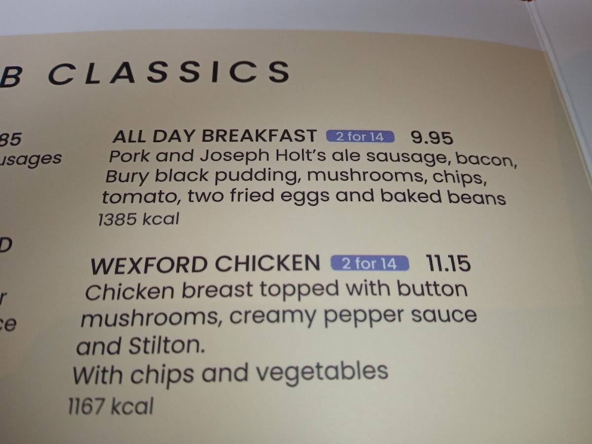 Menu at Clock Tower pub & bar, Northwich