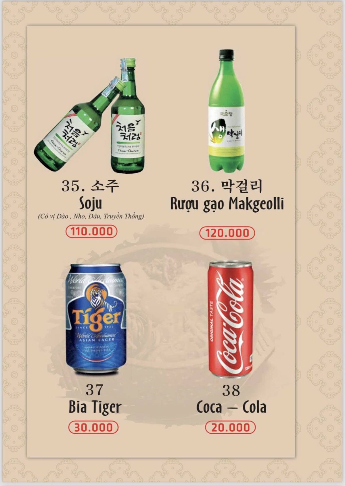 Menu at Clover Korean House Food restaurant, Ho Chi Minh City