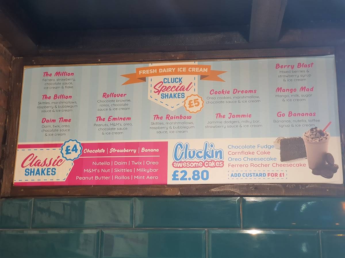 Menu at Cluck'A'rito restaurant, Manchester