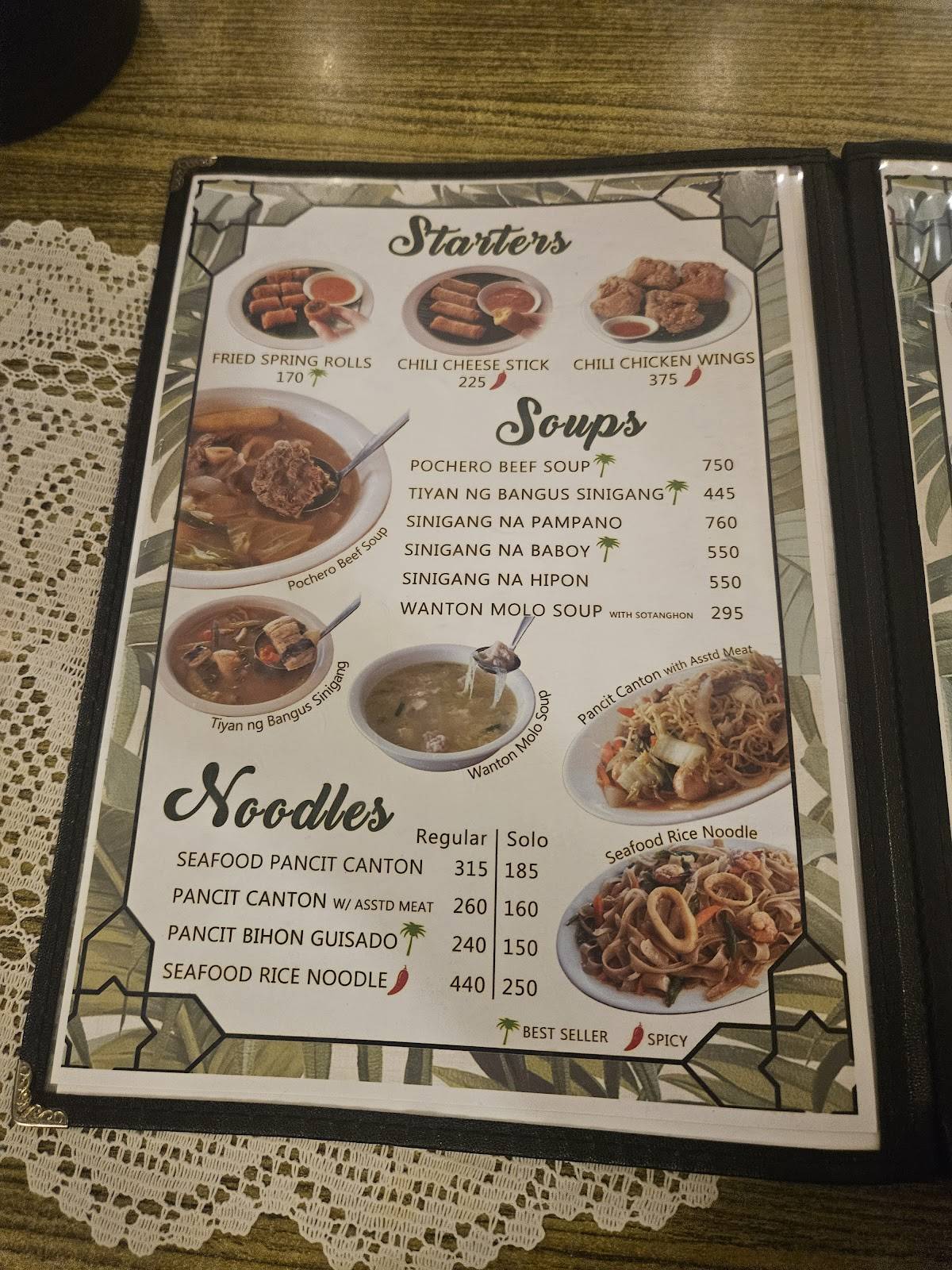 Menu at Coco Lime restaurant, Olongapo