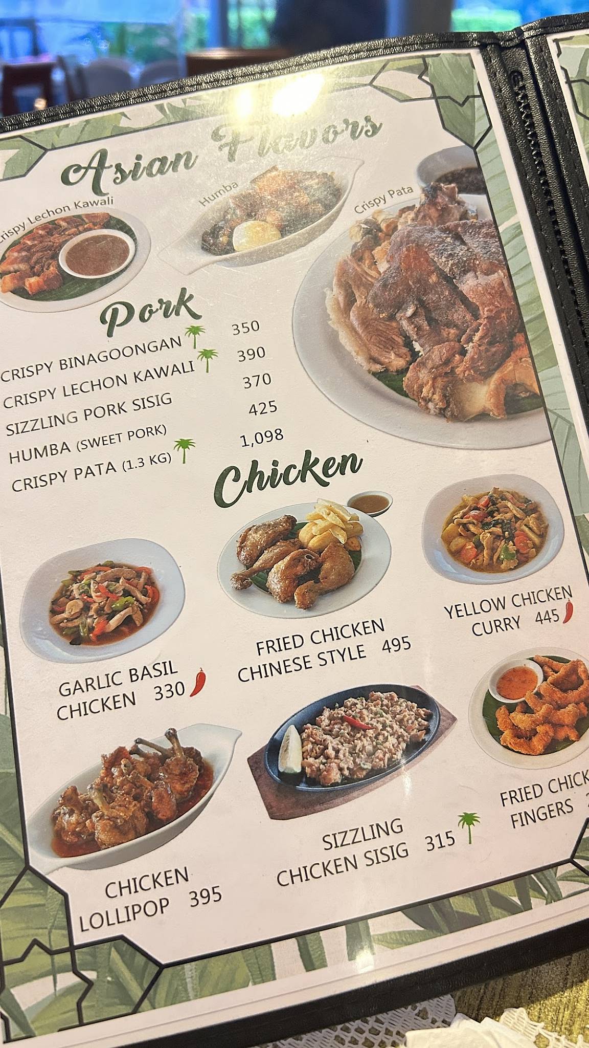 Menu at Coco Lime restaurant, Olongapo