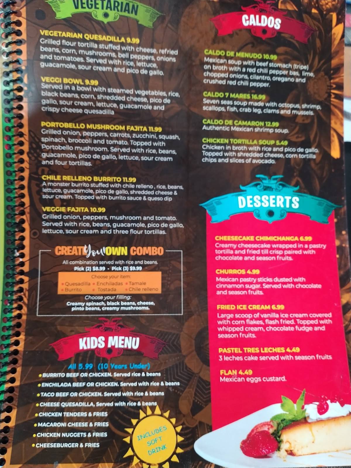Menu at Coco's & Beer Authentic Mexican Grill restaurant, Columbia