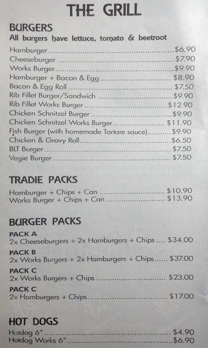 Menu at Codmother restaurant, Narangba