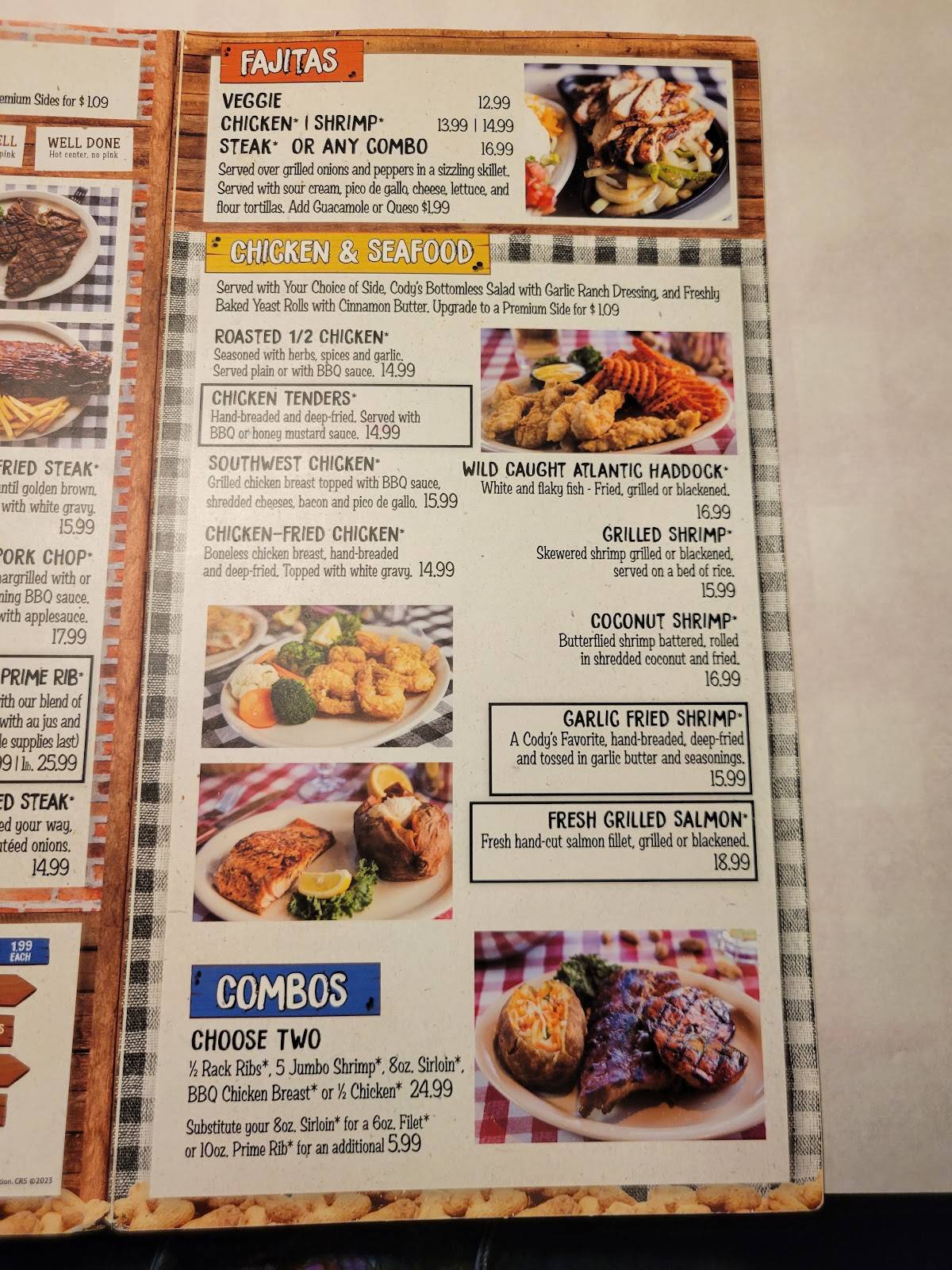 Menu at Cody's Original Roadhouse - Crystal River steakhouse, Crystal River