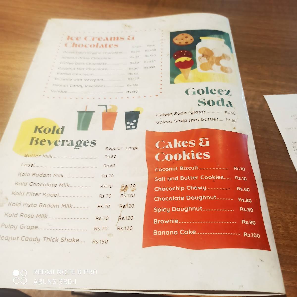 Menu at Kaapi Stop - Sai baba Colony, Coimbatore