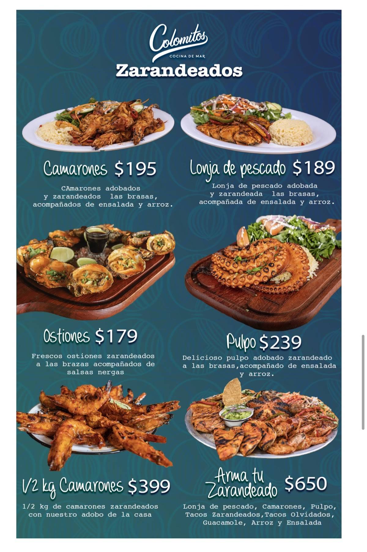 Carta del restaurante Colomitos Chapalita, Zapopan