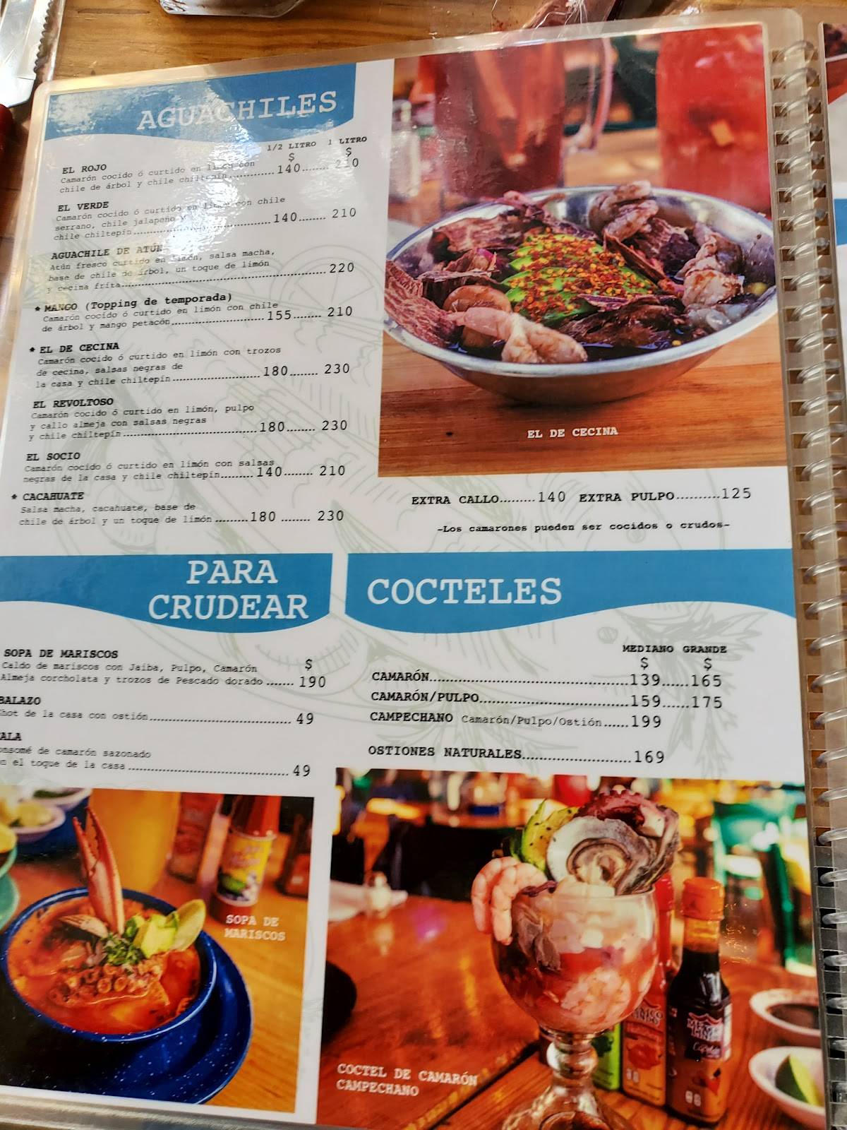 Carta del restaurante Colomitos Cocina del Mar, Guadalajara