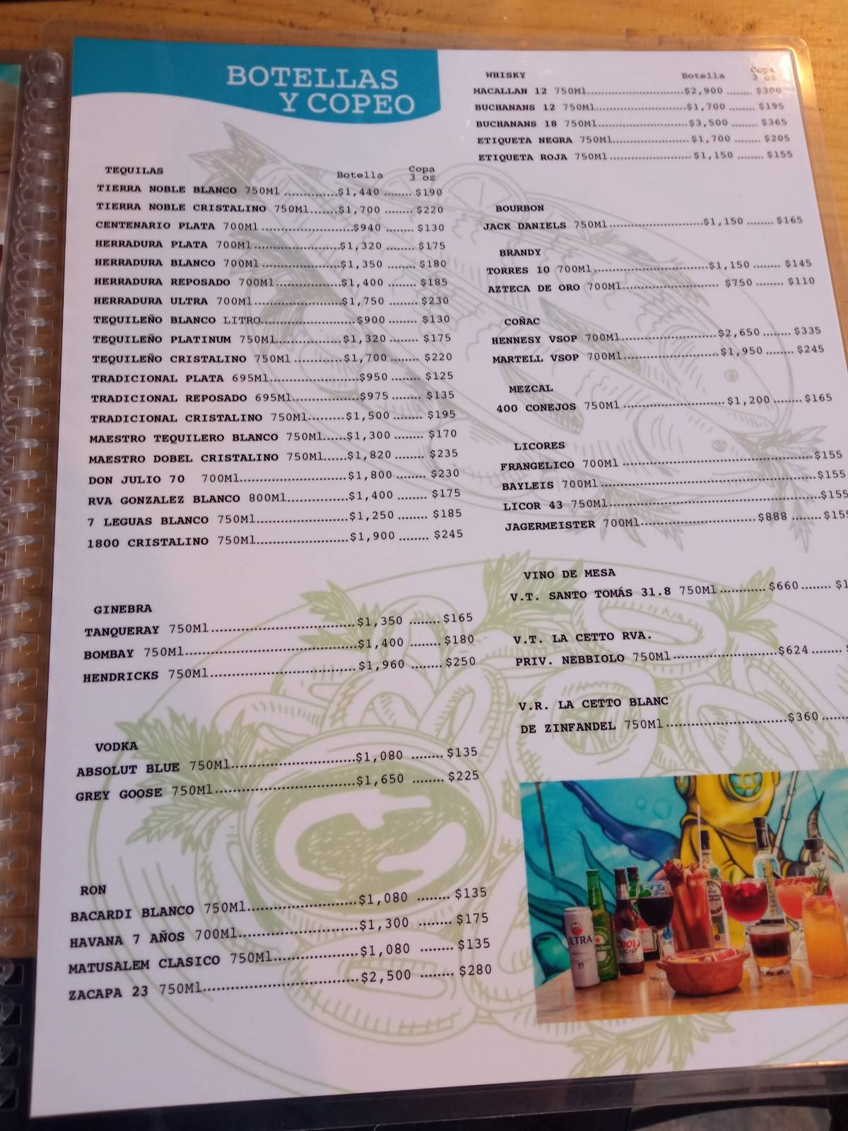 Carta del restaurante Colomitos Cocina del Mar, Guadalajara