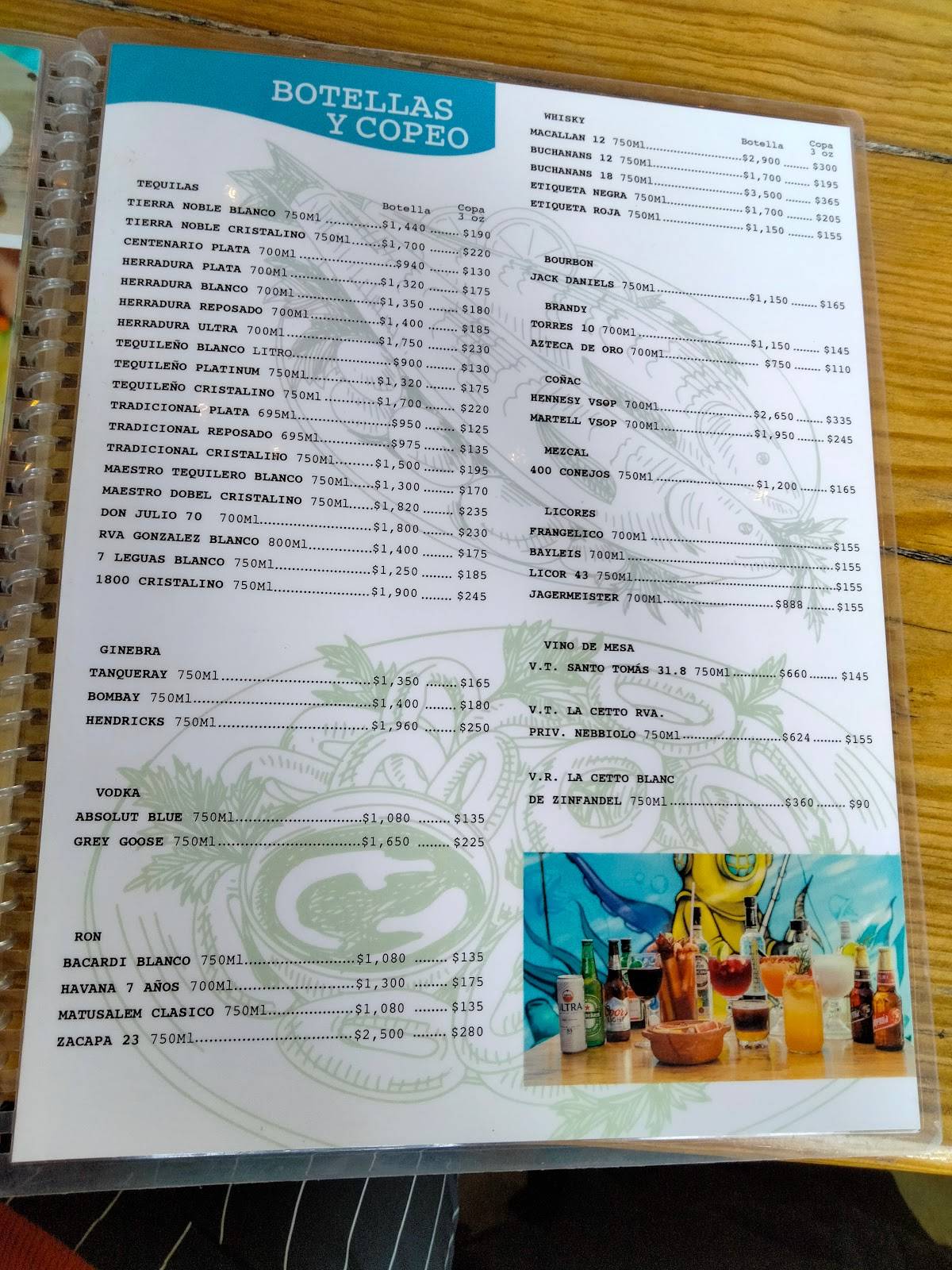 Carta del restaurante Colomitos Cocina del Mar, Guadalajara