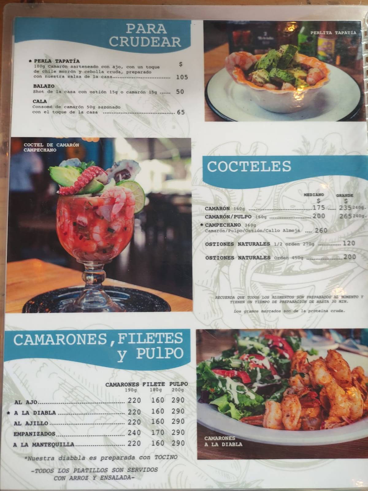 Carta del restaurante Colomitos Cocina del Mar, Guadalajara