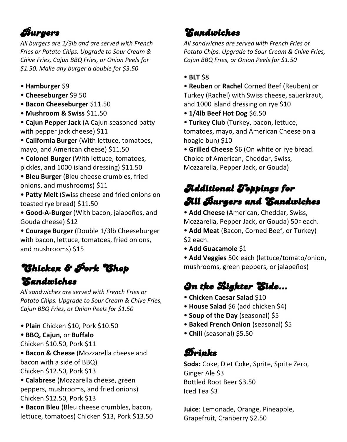 Menu at Colonel Hart's pub & bar, Wauwatosa