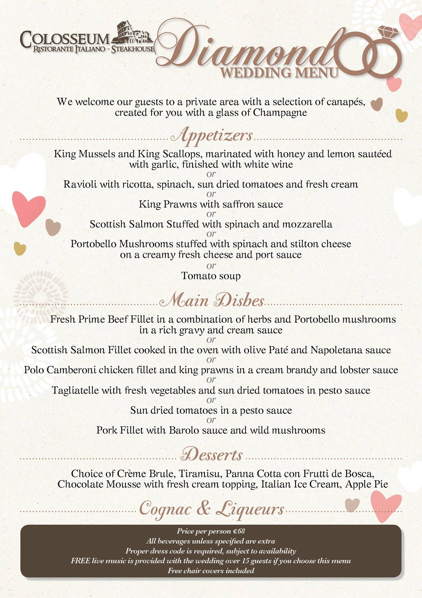 Menu at Colosseum Restaurant Live Shows & Weddings, Paphos