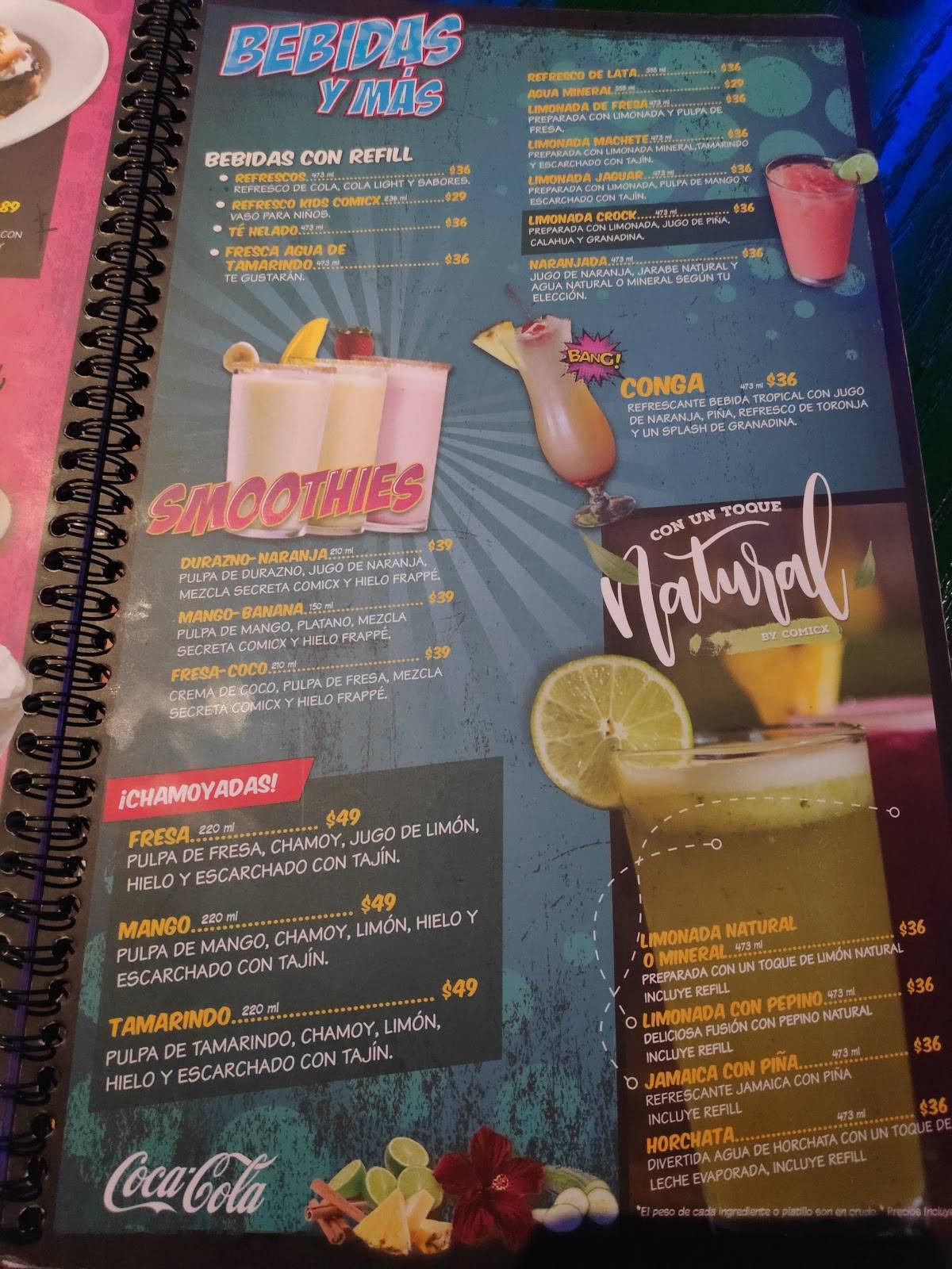 Carta de Comicx Restaurant Bar & Store, Monterrey, Av Lázaro Cárdenas 1000