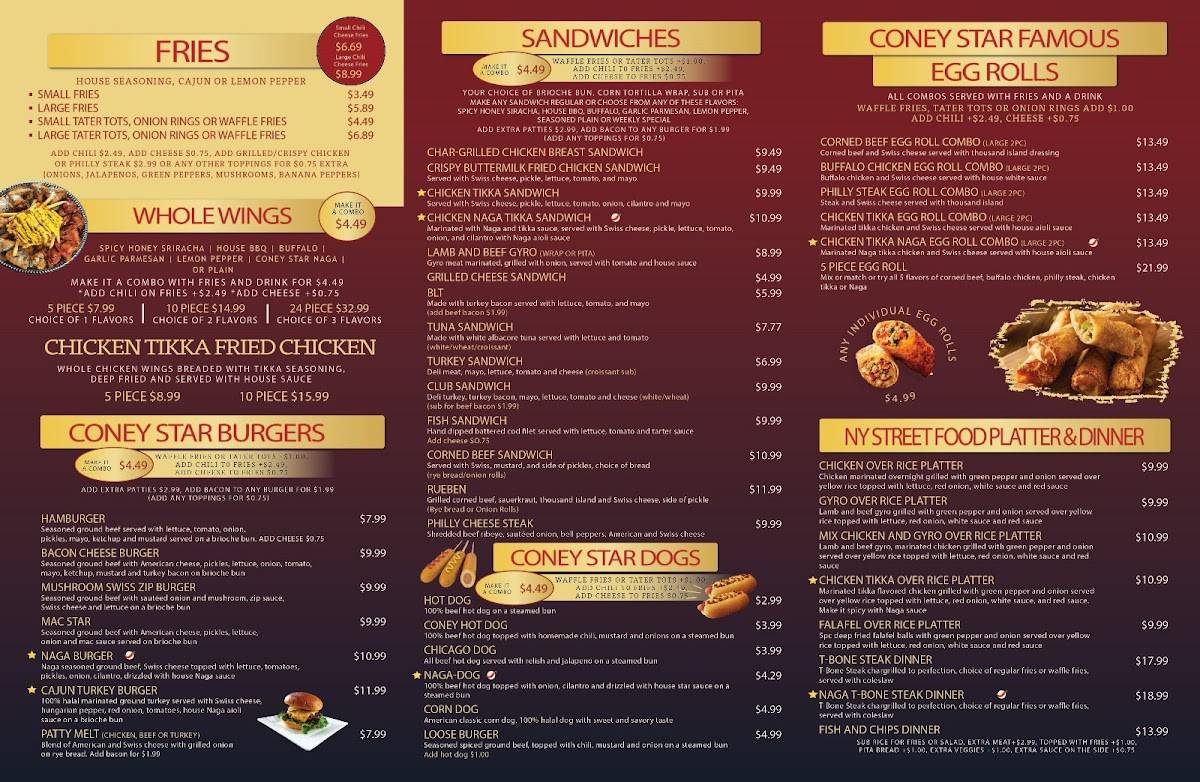 Menu at Coney Star Halal Kitchen restaurant, Detroit
