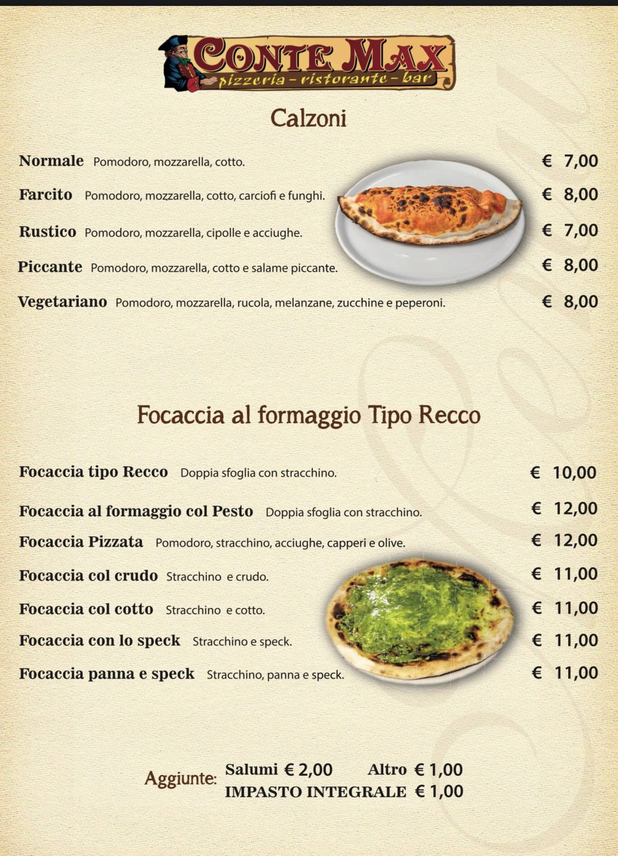 Speisekarte von Conte Max pub & Bar, Sestri Levante