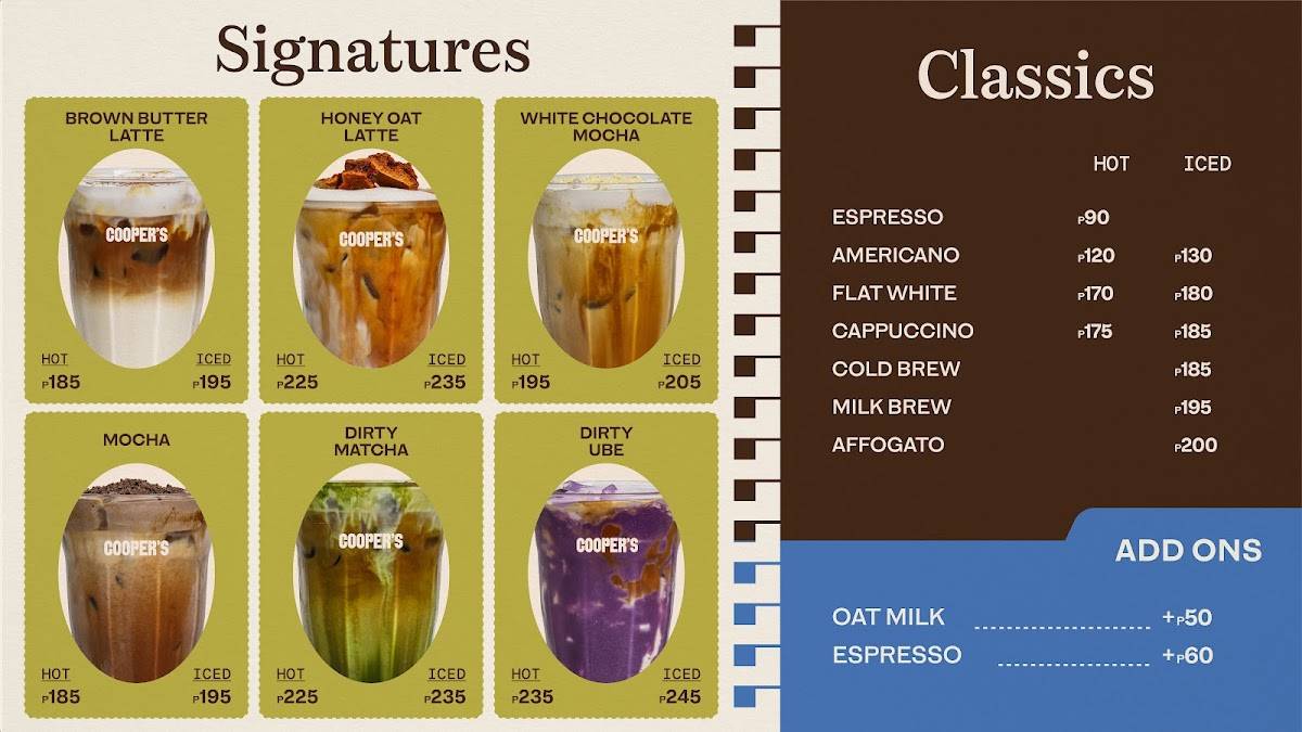 Menu at Cooper's Coffee Haus - OneAyala, Makati