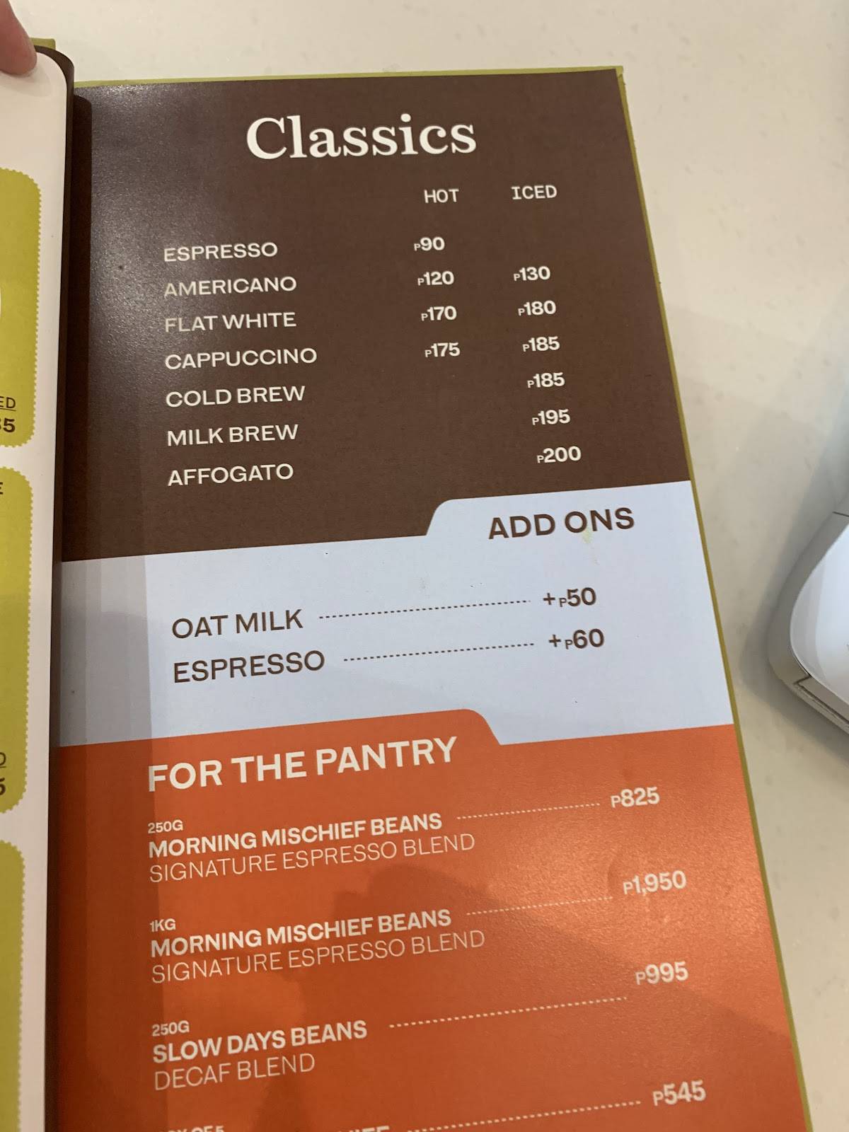 Menu at Cooper's Coffee Haus - OneAyala, Makati