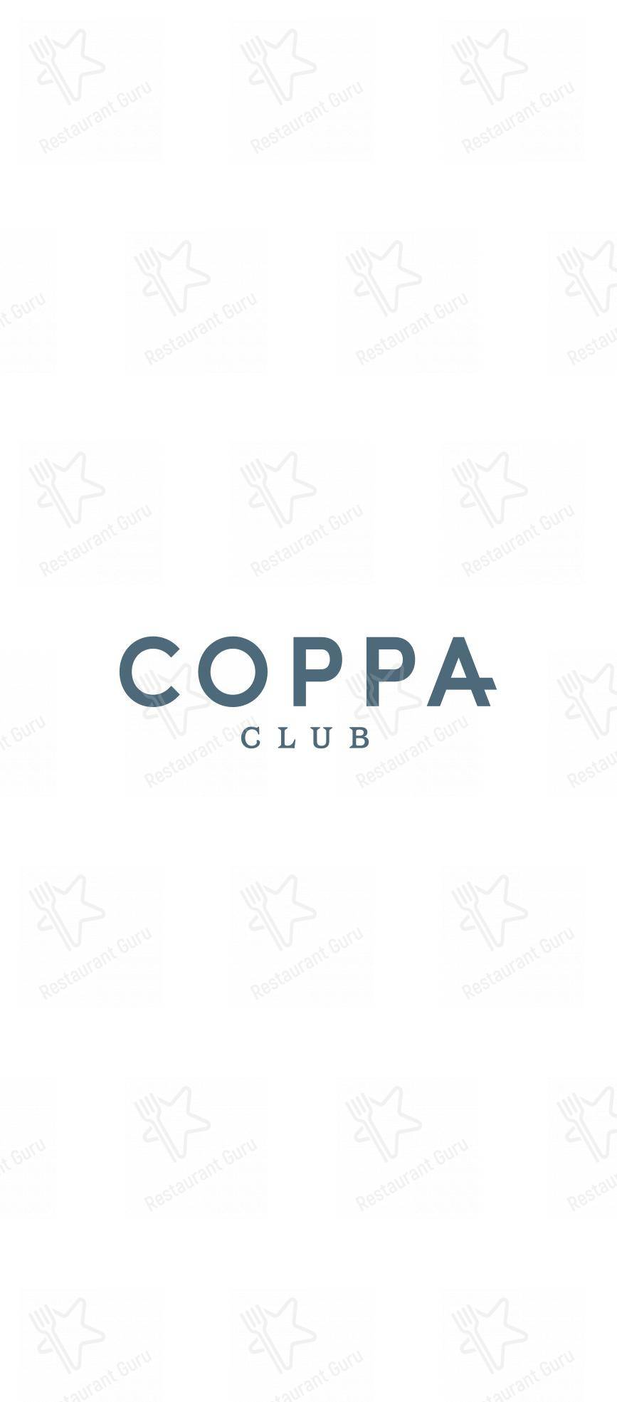 Menu at Coppa Club Tower Bridge, London, 3 Lower Thames St