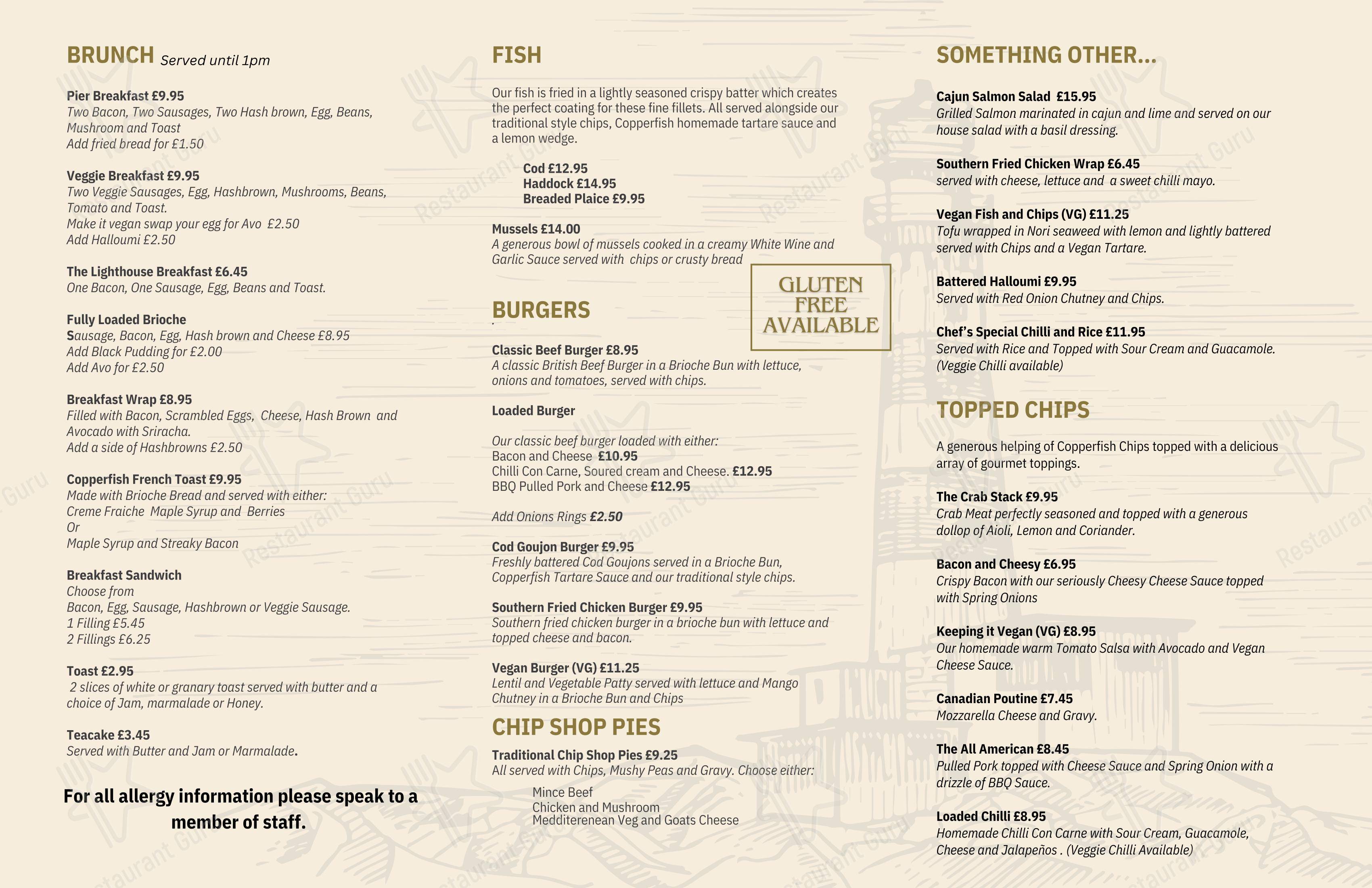 Menu at Copperfish Cafe, Restaurant and Takeaway, The Mumbles