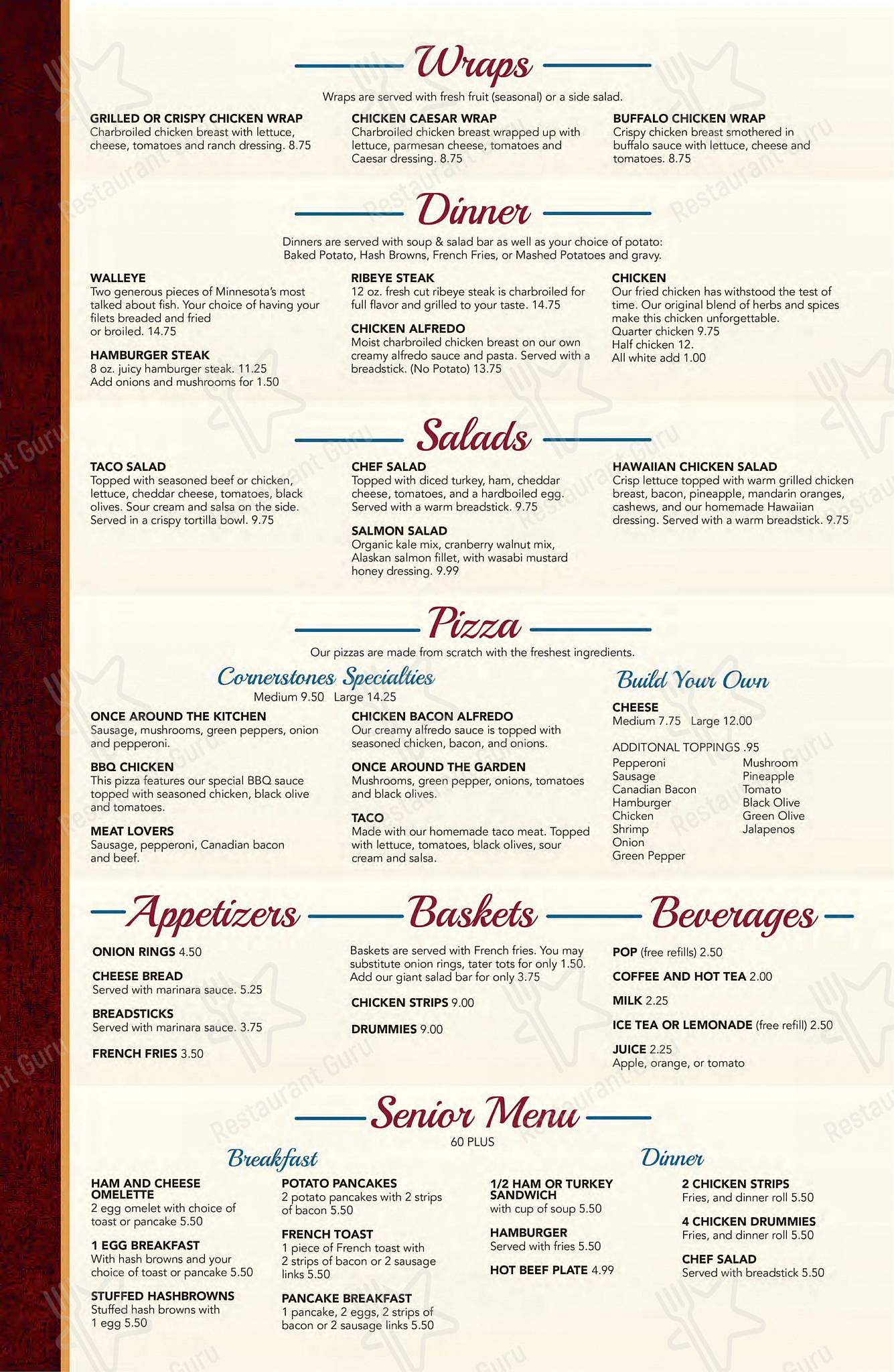 Menu at True North Marketplace-Cornerstone Cafe, Melrose