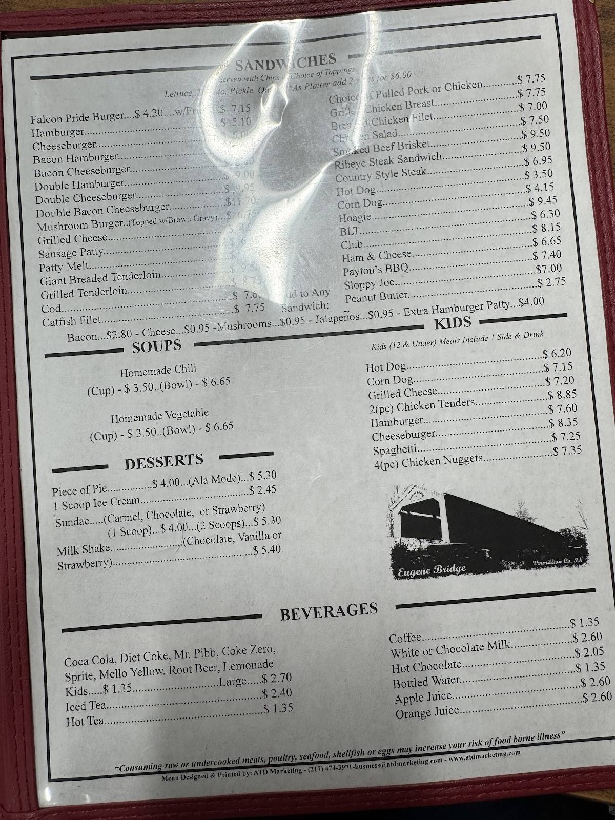Menu at Covered Bridge Restaurant, Cayuga