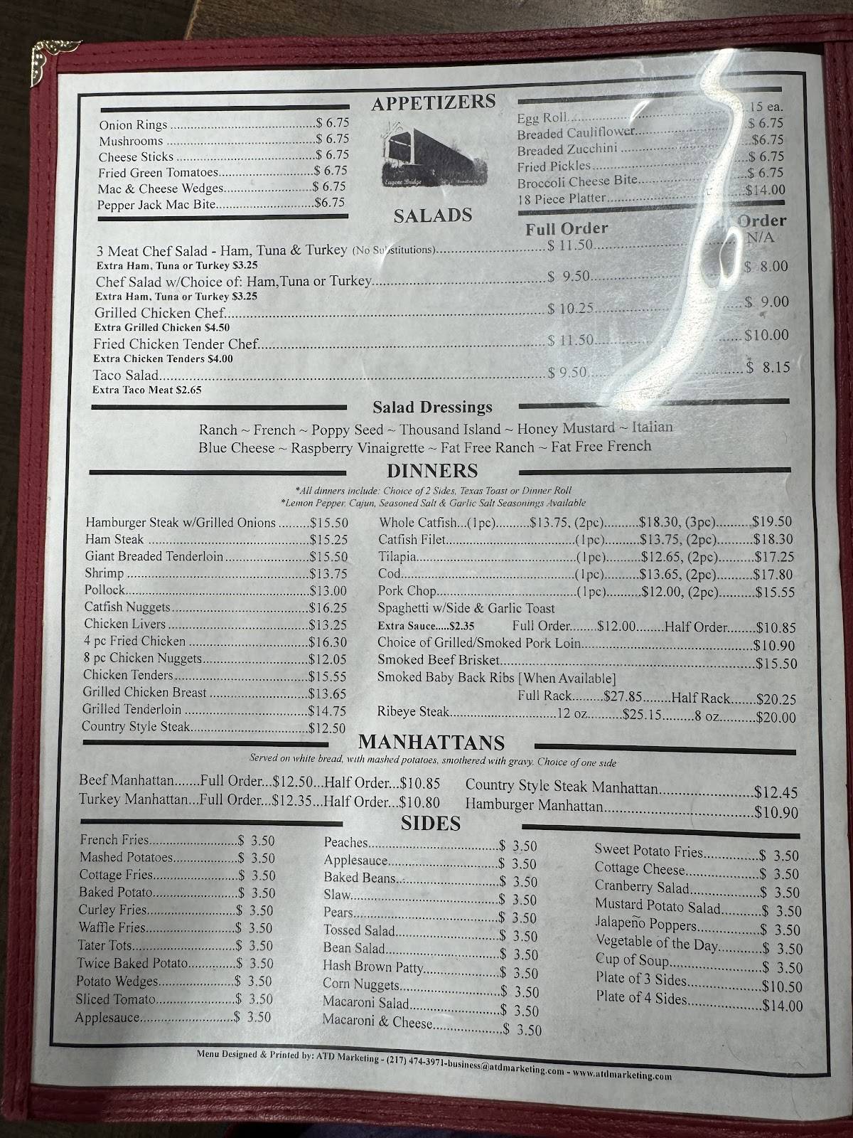 Menu at Covered Bridge Restaurant, Cayuga
