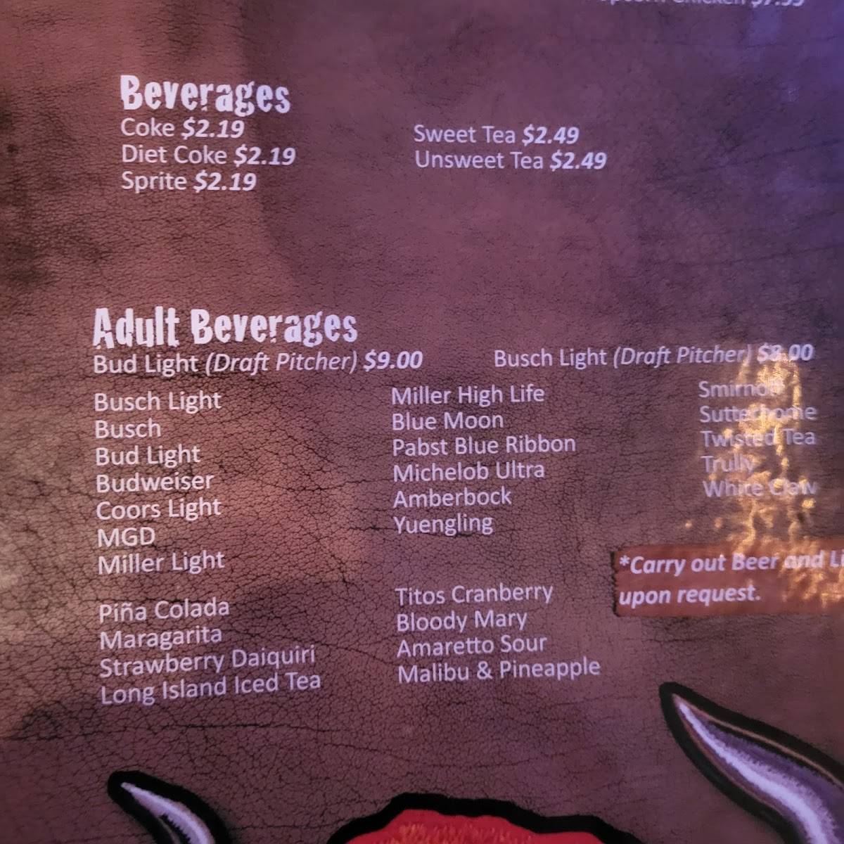 Menu at Cow Town USA pub & bar, Carlisle