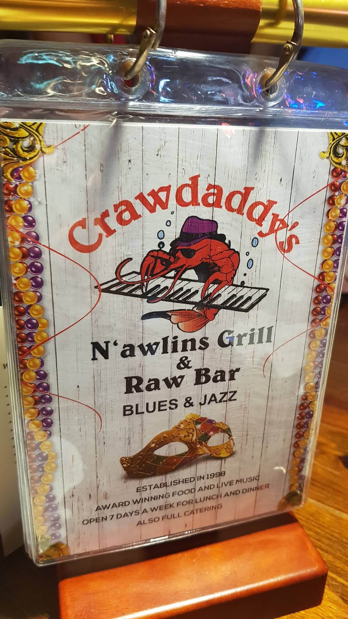 Menu at Crawdaddy's Grill and Raw Bar, Jensen Beach
