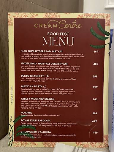 Menu at Cream Centre Anna Nagar Chennai, Chennai, T10