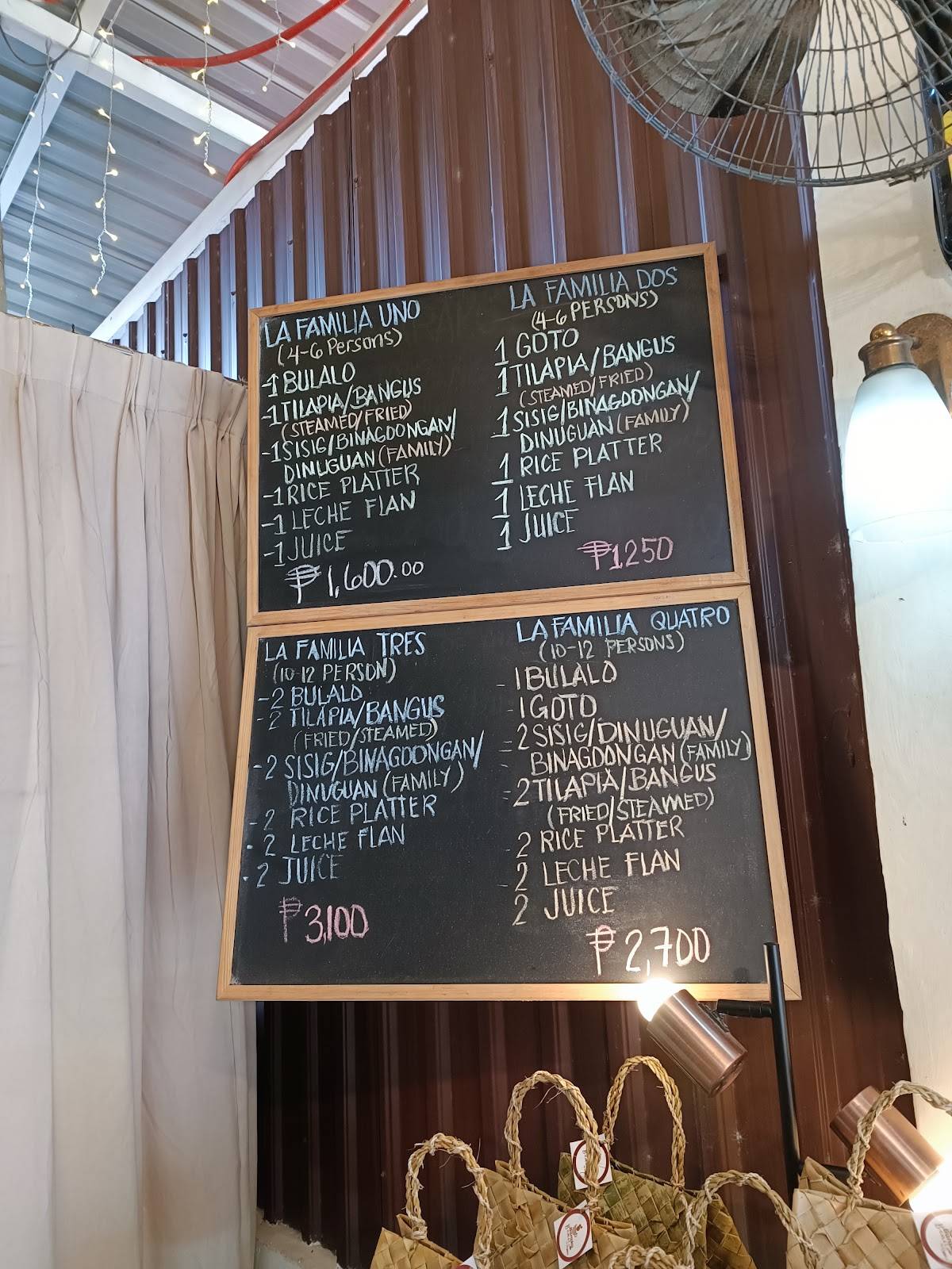 Carta del restaurante Creencia's & Rodillas, Santo Tomas