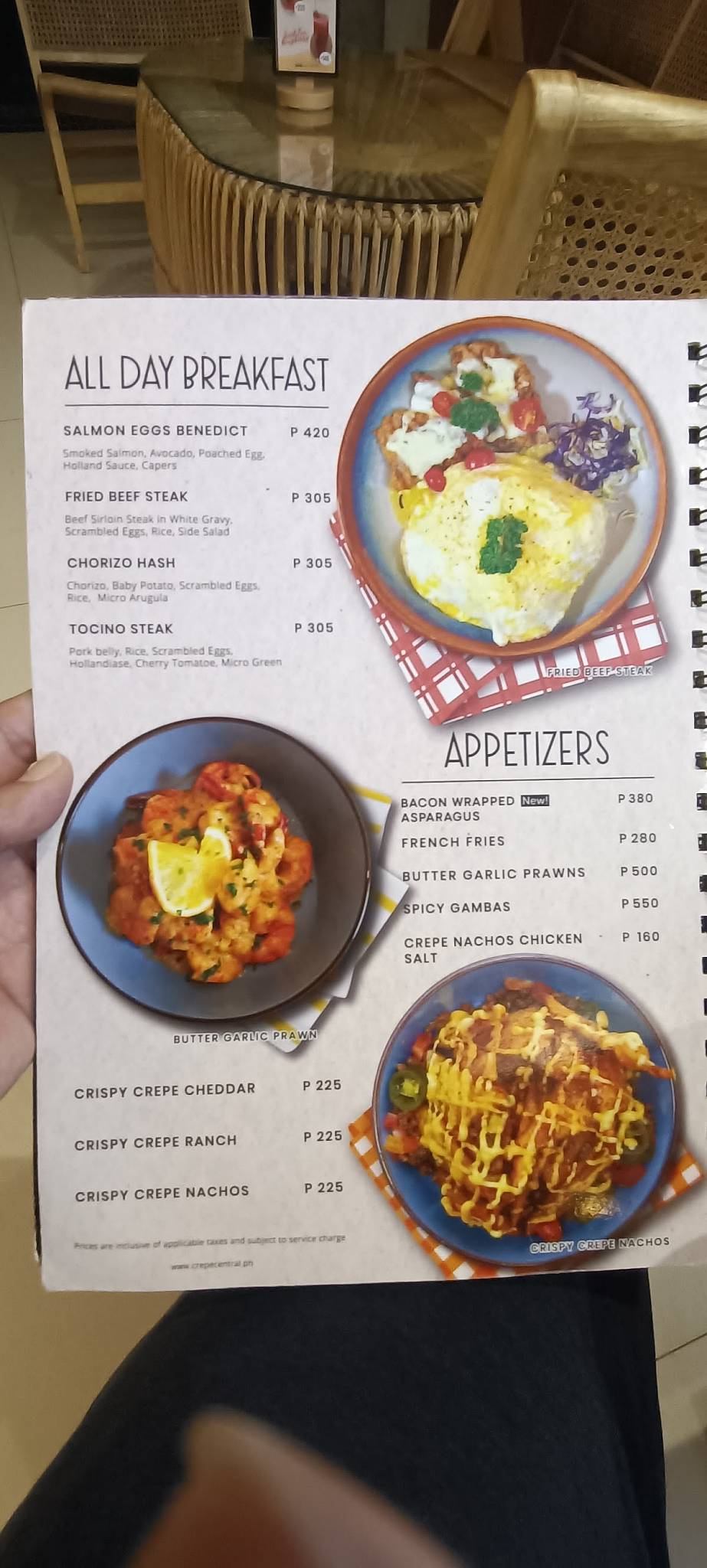 Menu at Crêpe Central restaurant, Quezon City