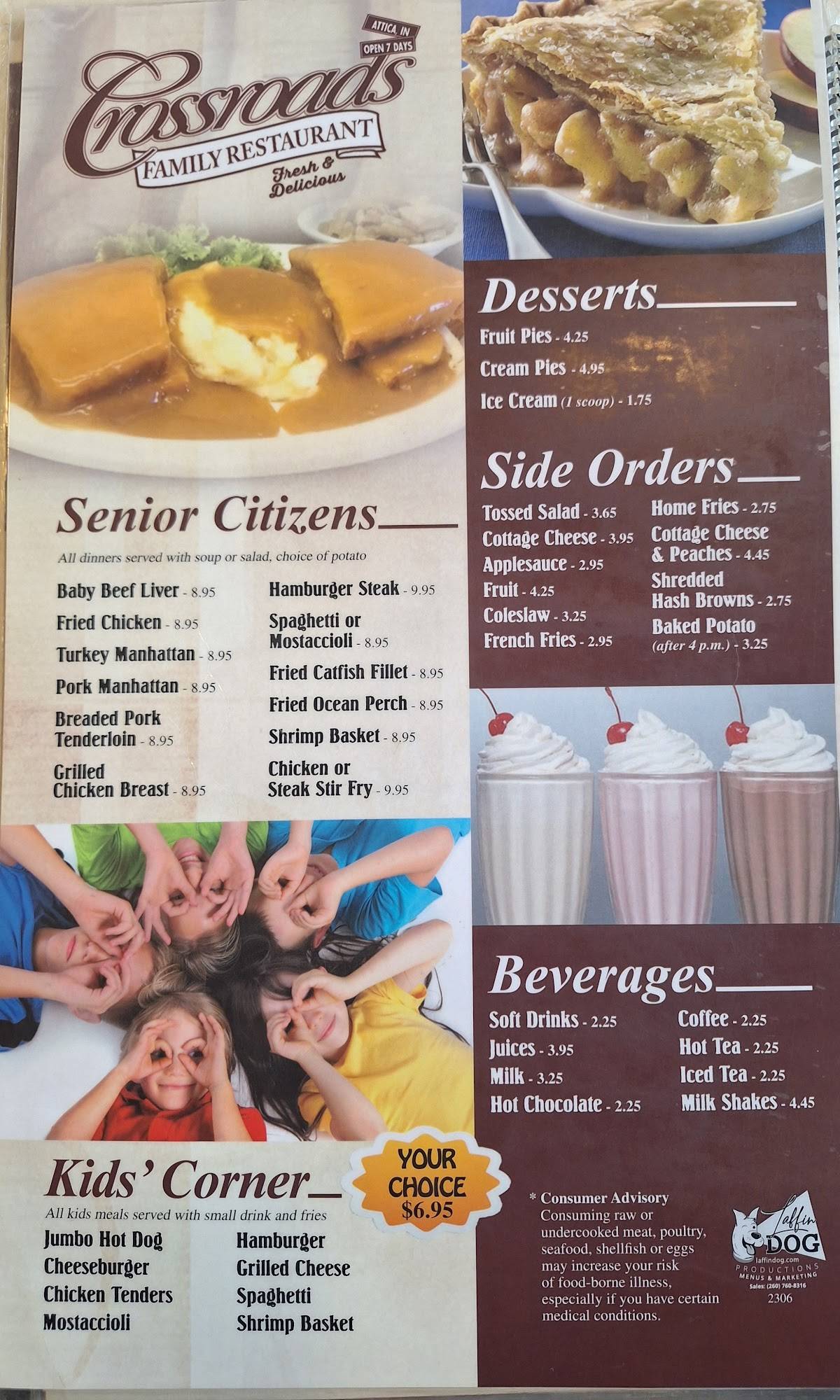 Menu at Crossroads Family Restaurant, Attica