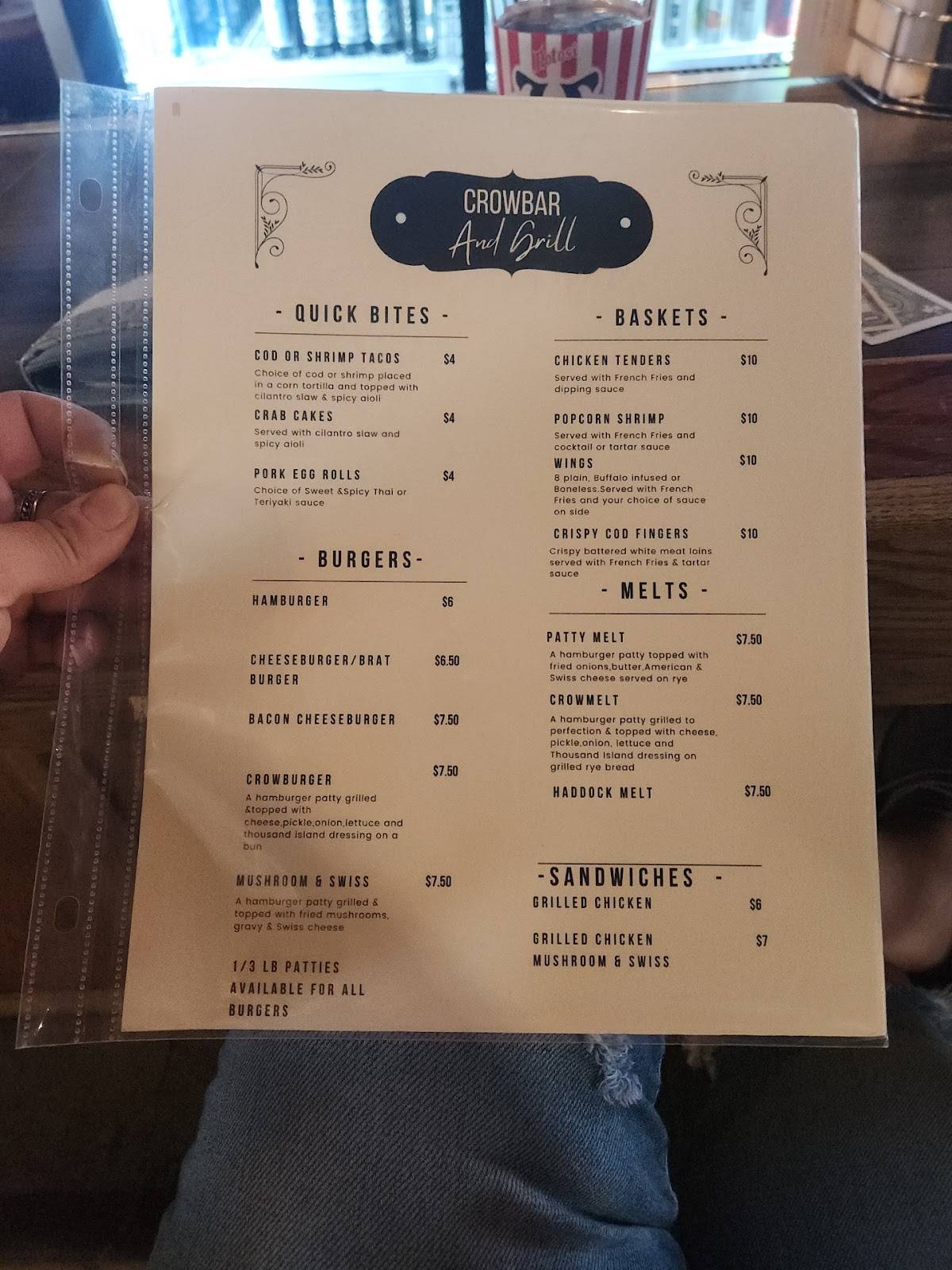 Menu at Crow Bar & Grill, Mishicot