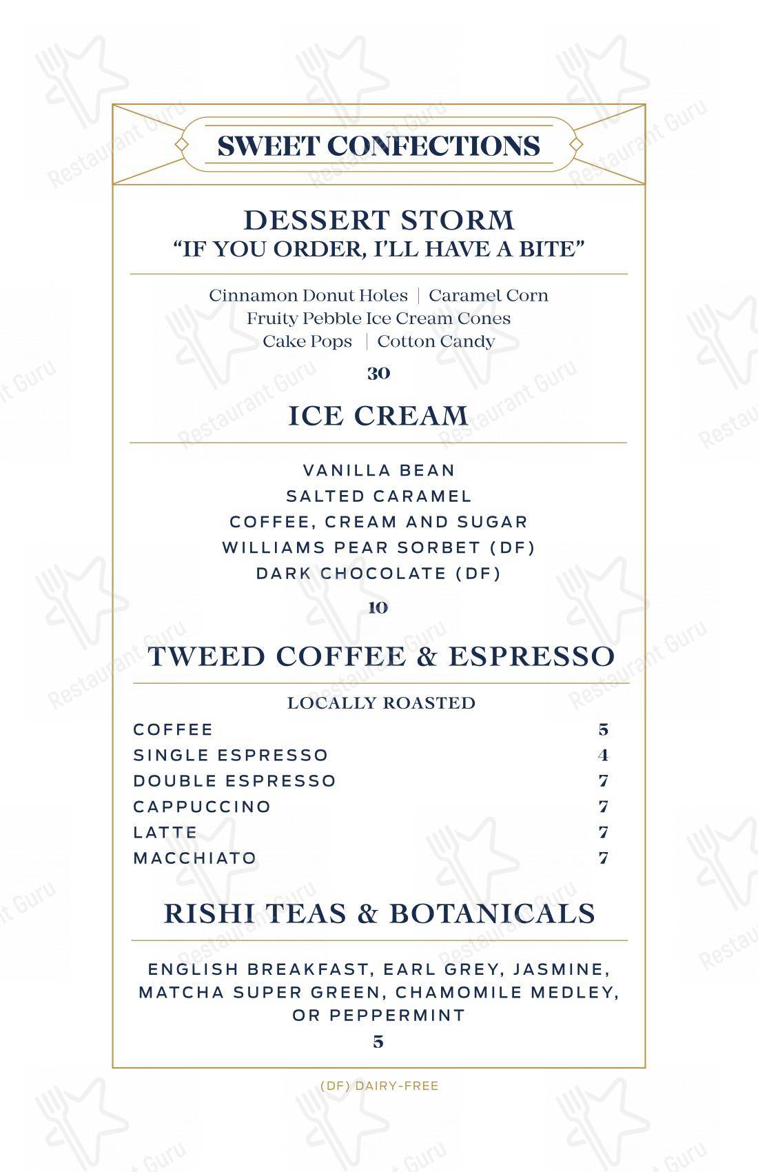 Menu at Crown Block restaurant, Dallas
