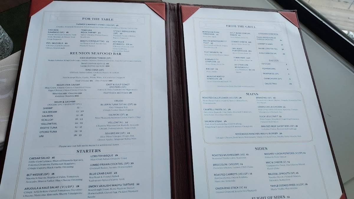 Menu at Crown Block restaurant, Dallas